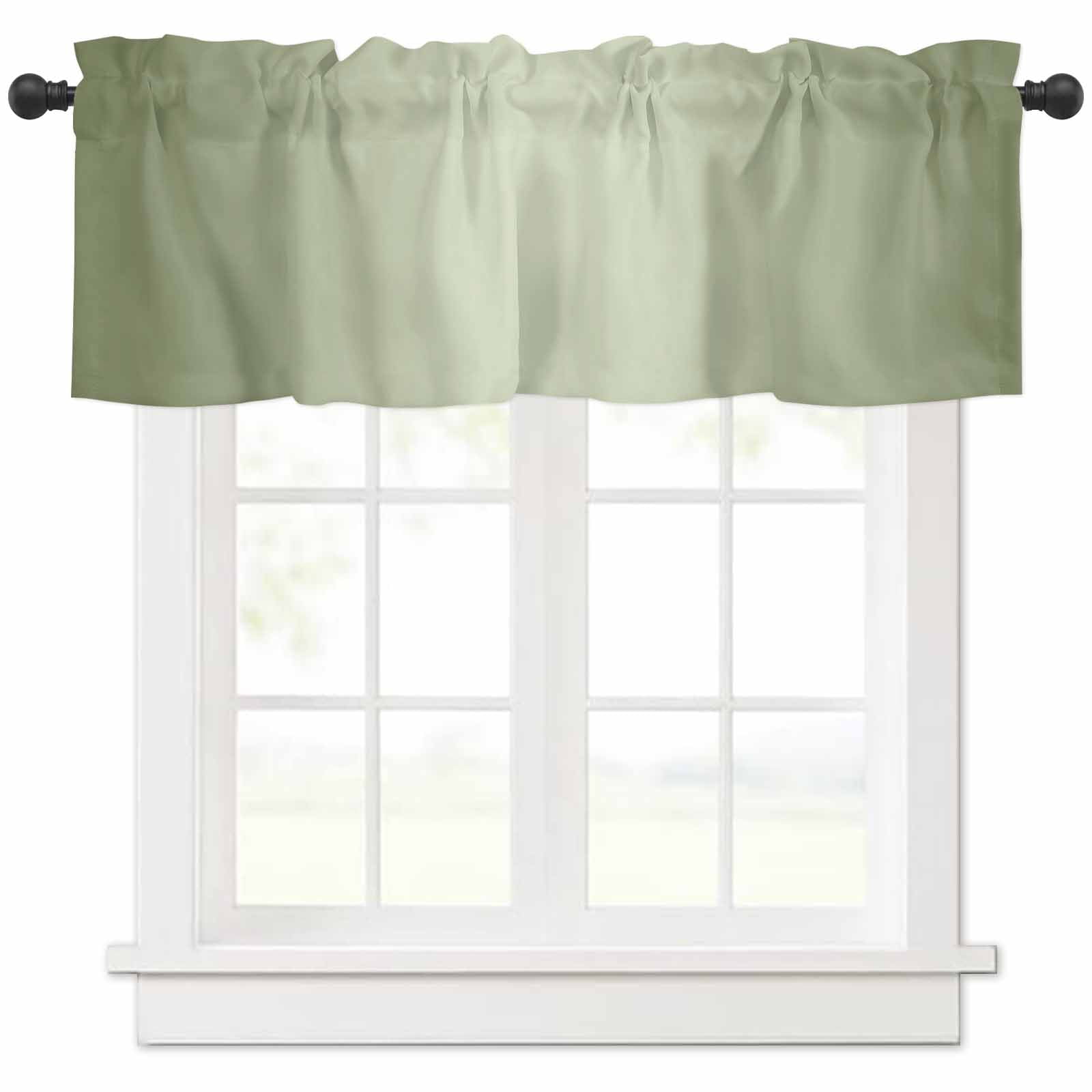 nqOlkjepod Sage Green Ombre Farmhouse Short Window Curtain Valances ...