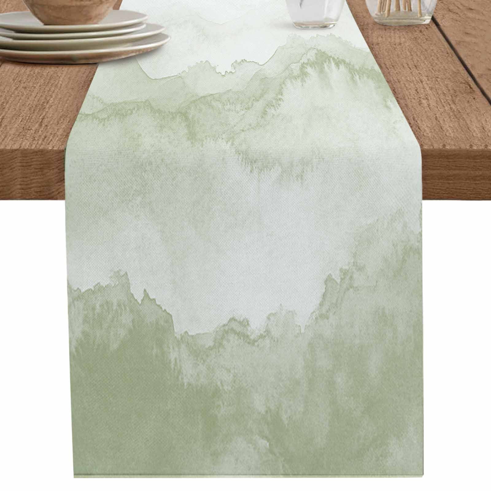 nqOlkjepod Sage Green Ombre Mountain Table Runner 36 Inches Long ...