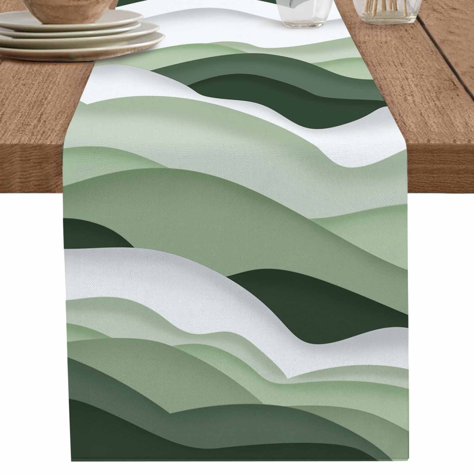 nqOlkjepod Sage Green Ombre Table Runner 48 Inches Long Farmhouse Dress Scarves, Modern Moire ...