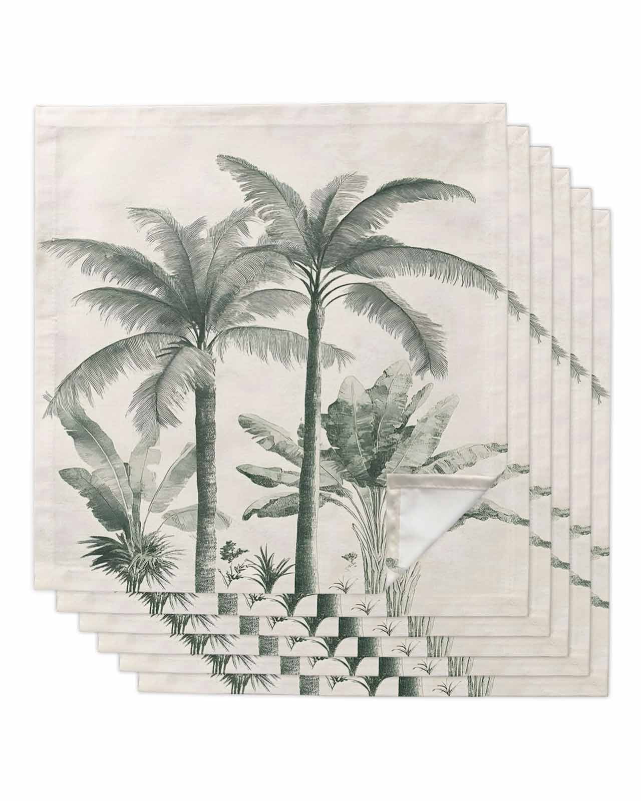 nqOlkjepod Sage Green Palm Tree Cloth Napkins Set of 6 Reusable Dinner ...