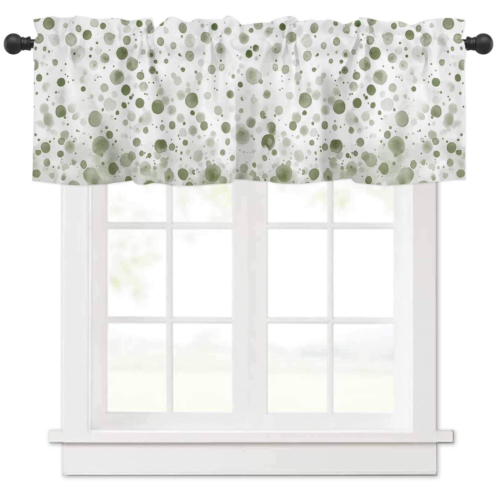 nqOlkjepod Sage Green Polka Dot Farmhouse Short Window Curtain Valances ...