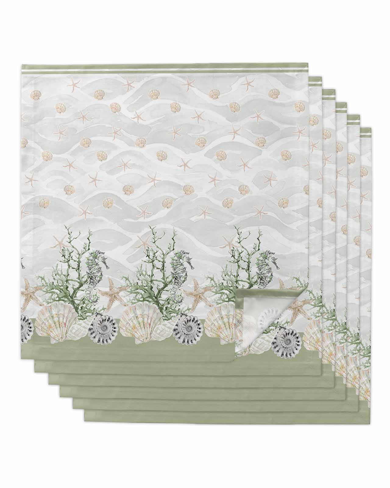 nqOlkjepod Sage Green Shell Cloth Napkins Set of 6 Reusable Dinner ...