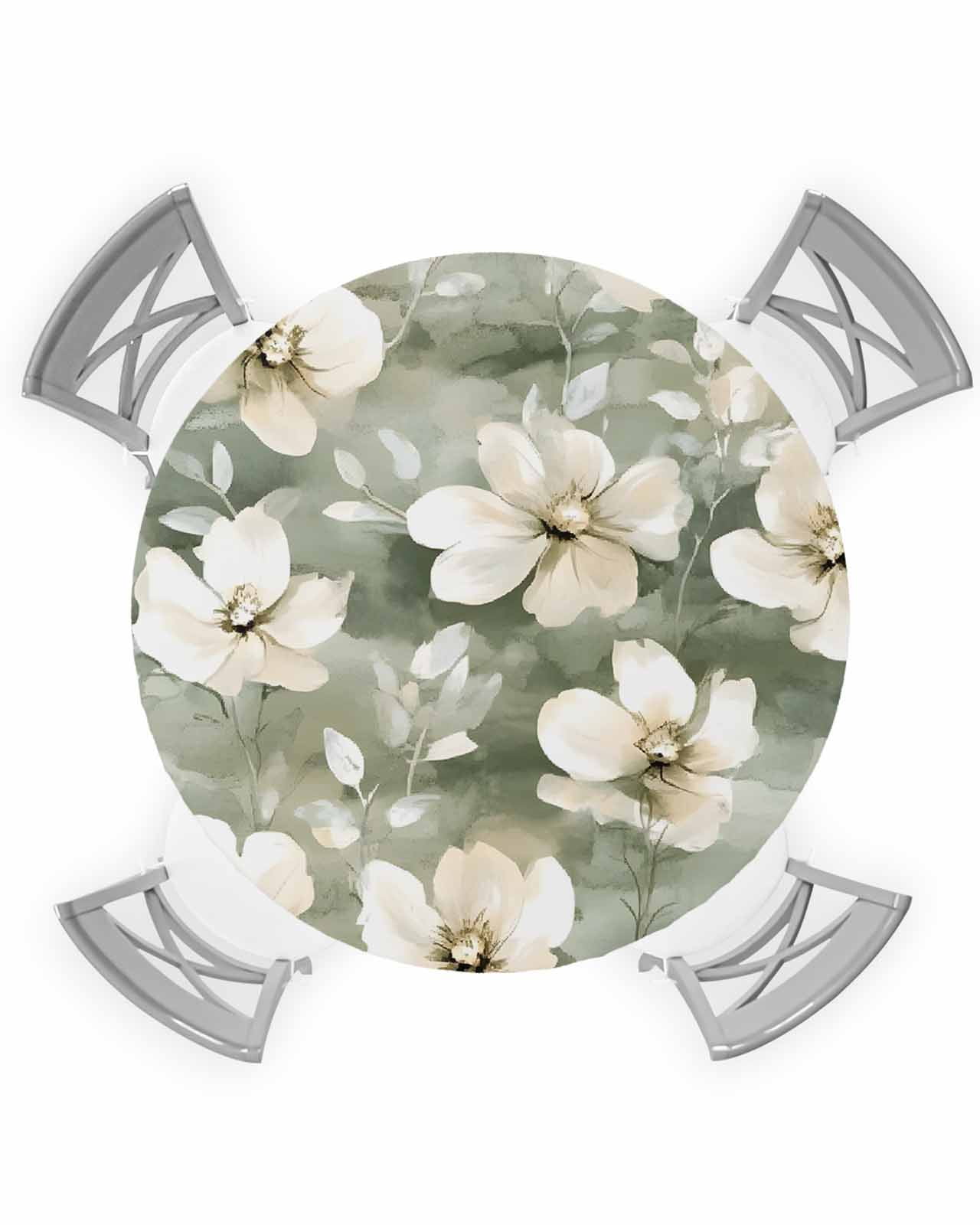 nqOlkjepod Sage Green Spring Floral Round Tablecloth, Fitted Table ...