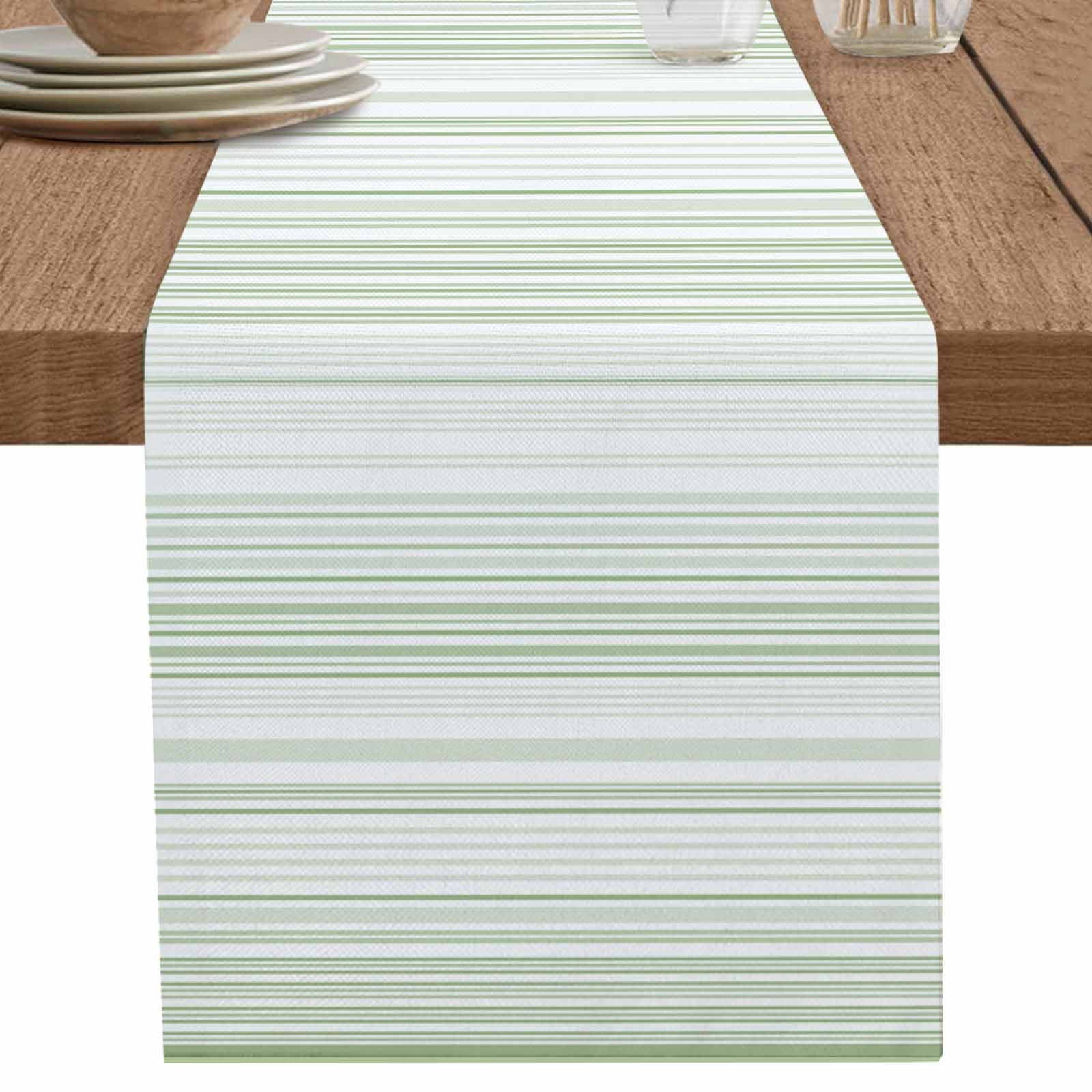 nqOlkjepod Sage Green Stripe Table Runner 72 Inches Long Farmhouse ...