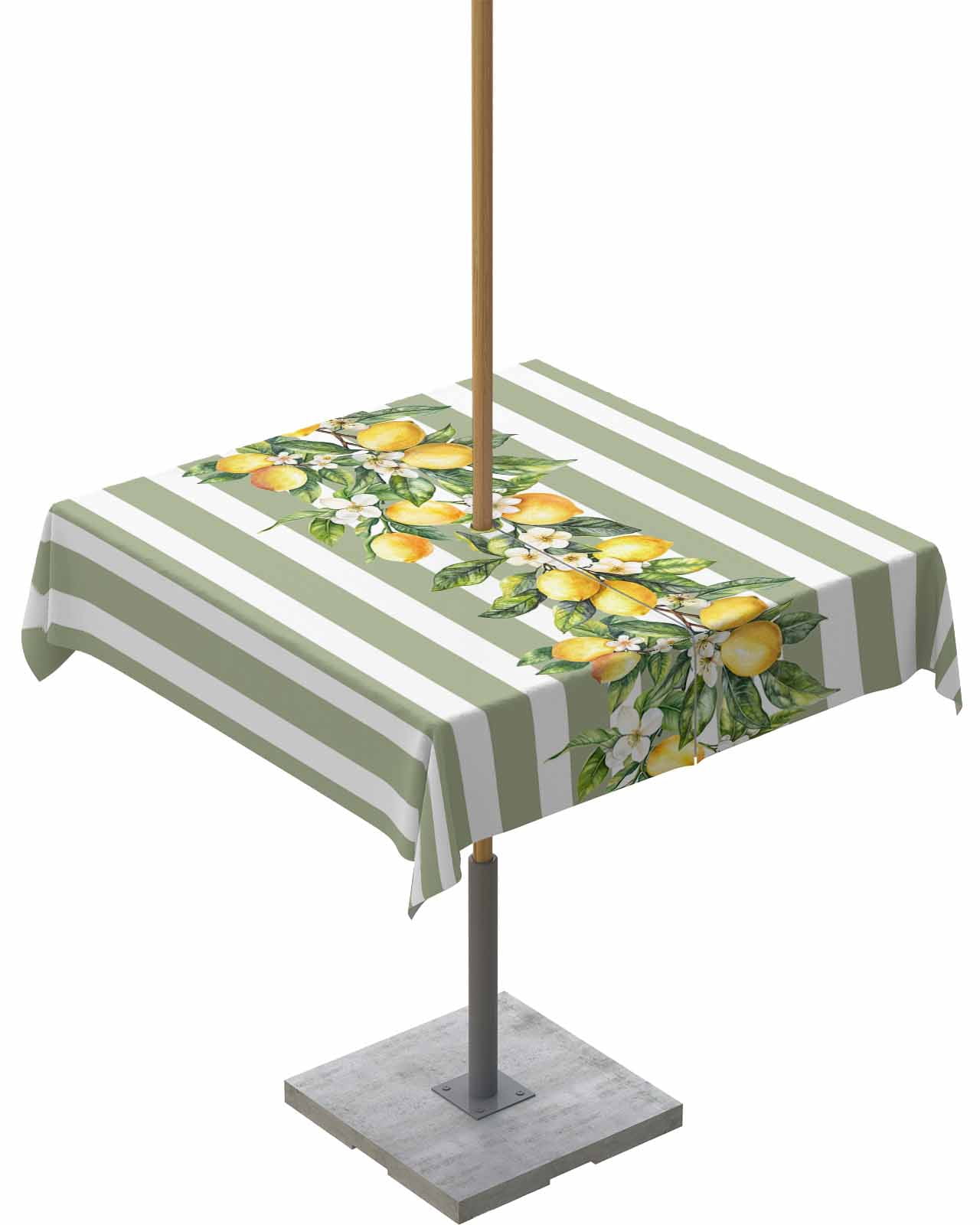 nqOlkjepod Sage Green Stripes Outdoor Tablecloth with Umbrella Hole ...