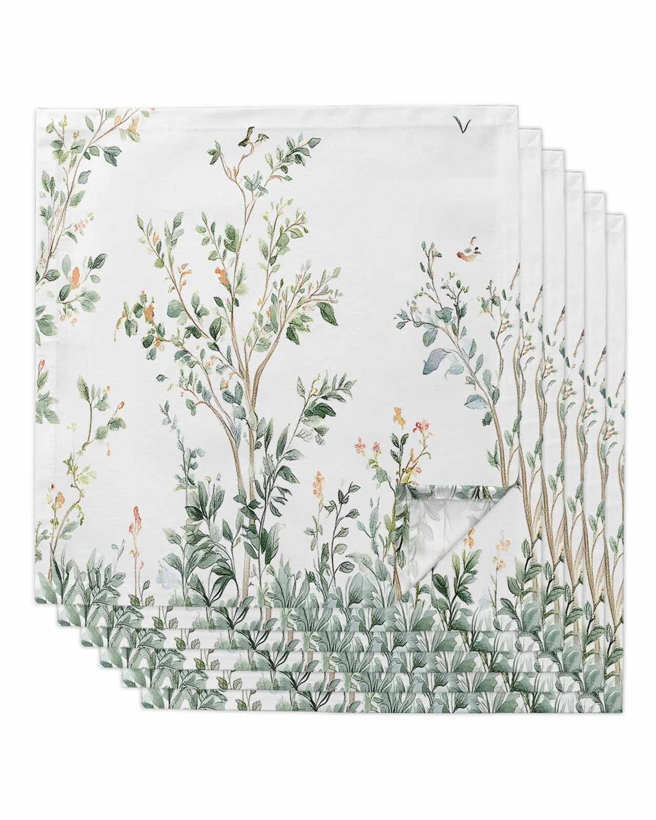nqOlkjepod Sage Green Trees Cloth Napkins Set of 6 Reusable Dinner ...