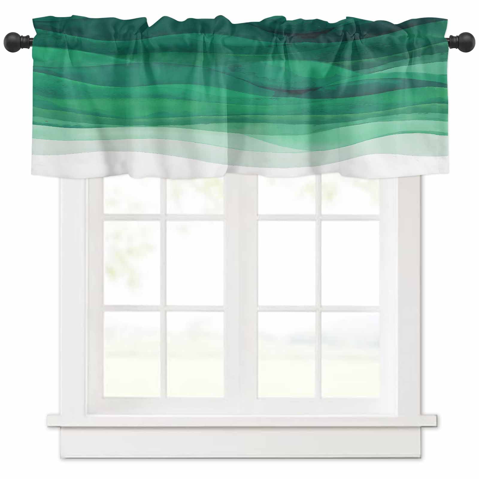 nqOlkjepod Sage Green Waves Farmhouse Short Window Curtain Valances ...