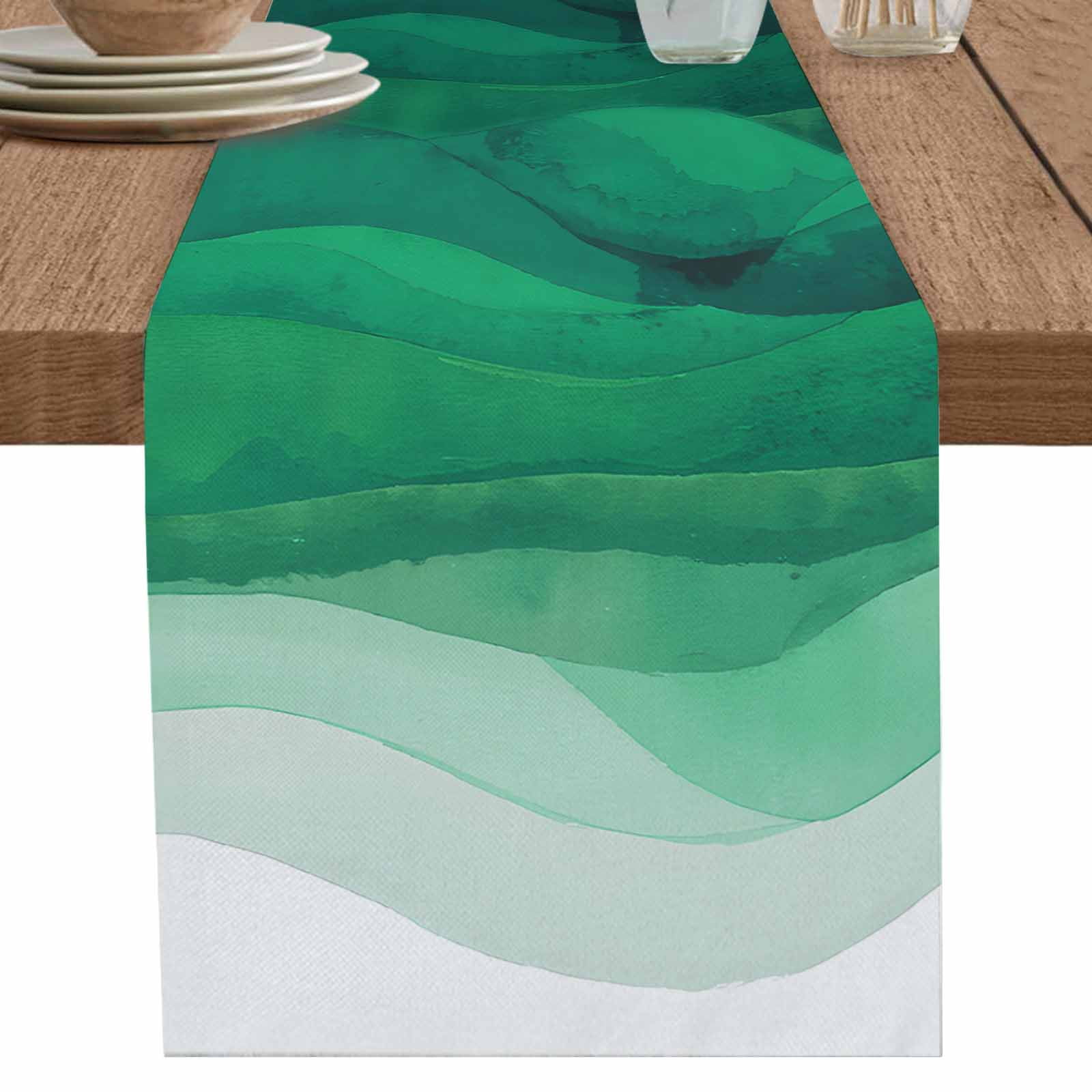 nqOlkjepod Sage Green Waves Table Runner 72 Inches Long Farmhouse Dress ...