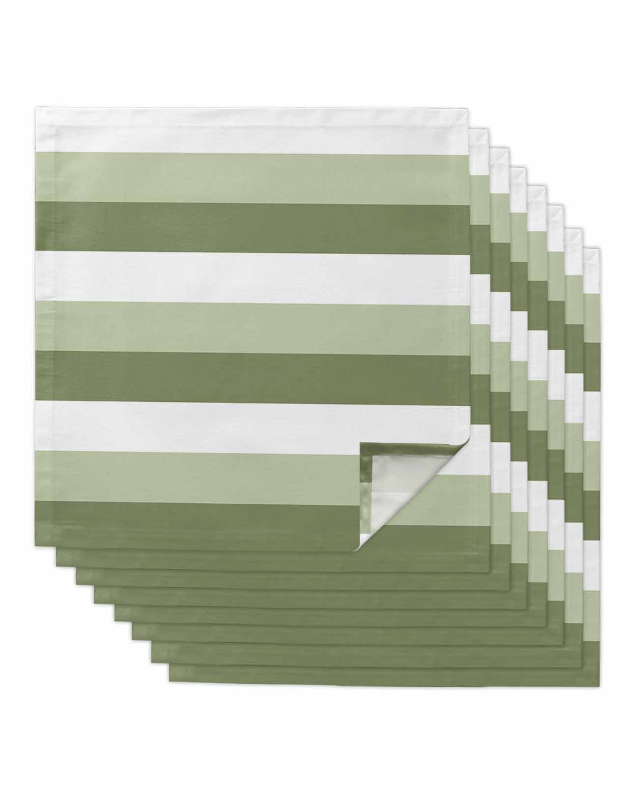 nqOlkjepod Sage Green White Striped Cloth Napkins Set of 8 Reusable ...