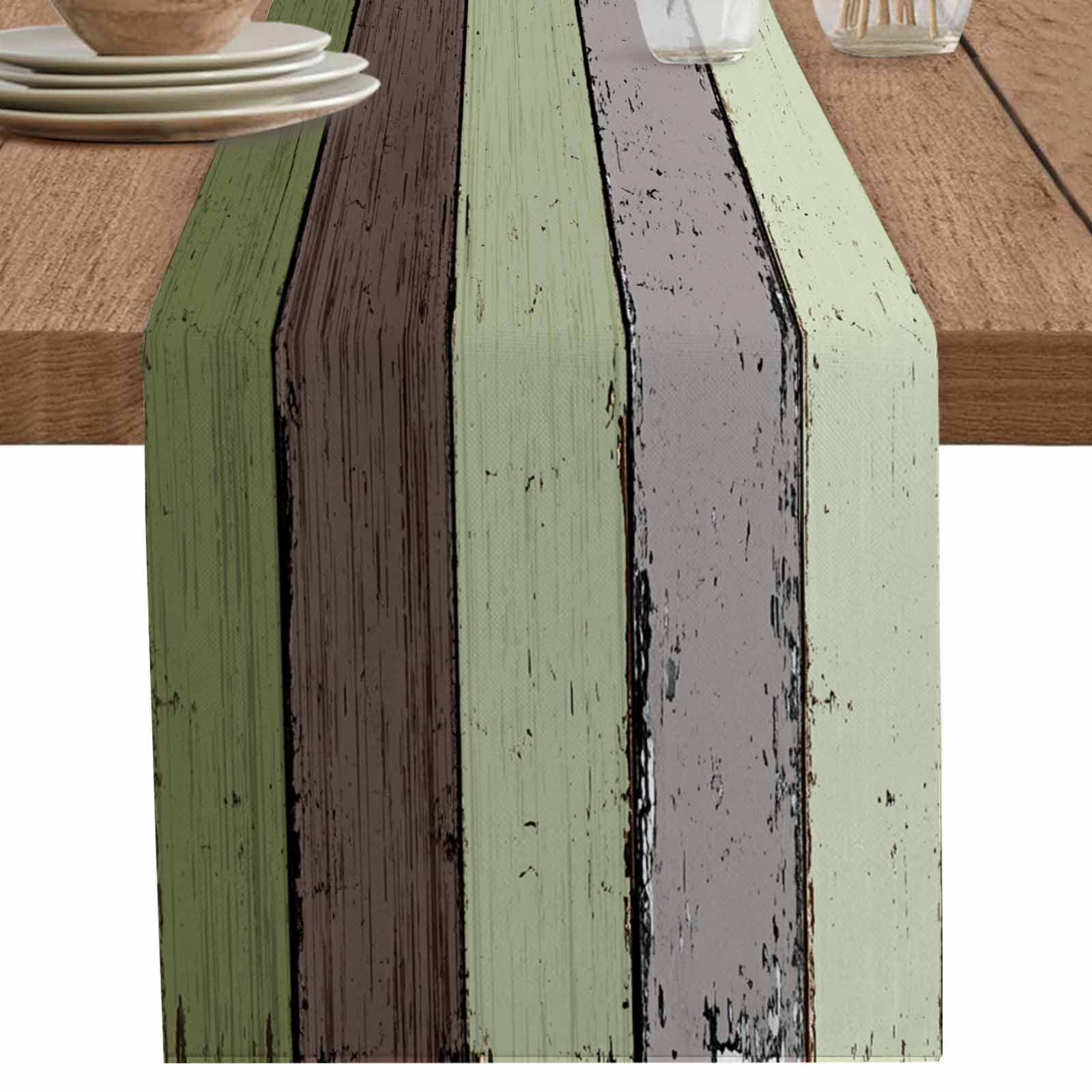 nqOlkjepod Sage Green Wooden Table Runner 72 Inches Long Farmhouse ...