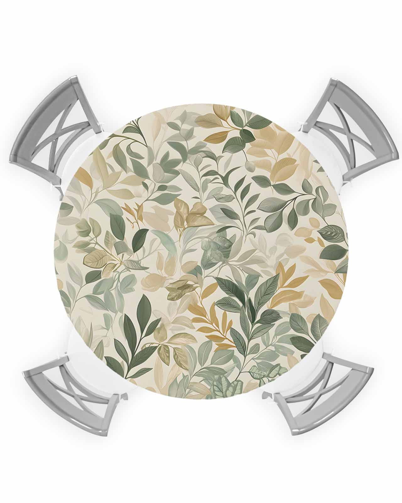nqOlkjepod Sage Green Yellow Botanical Round Tablecloth, Fitted Table ...