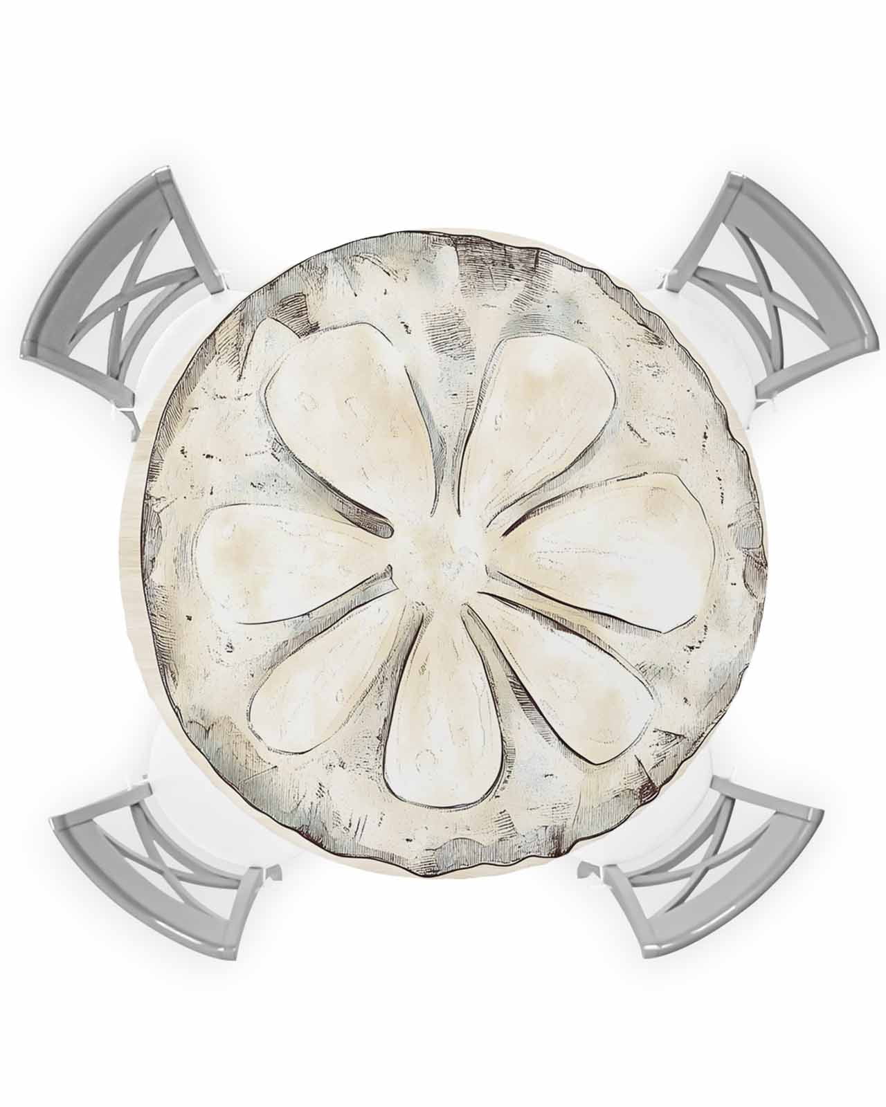 nqOlkjepod Sand Dollar Coastal Round Tablecloth, Fitted Table Cover ...