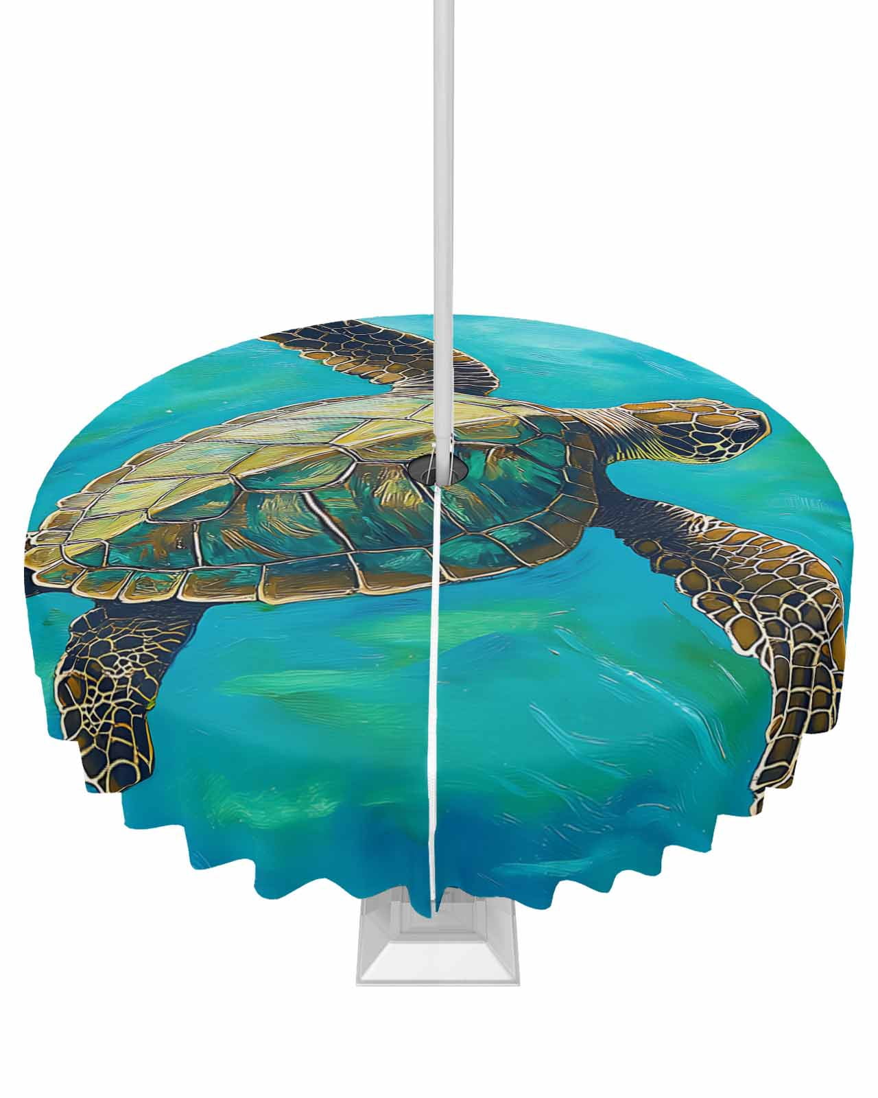 nqOlkjepod Sea Turtle Coastal Outdoor Tablecloth with Umbrella Hole ...
