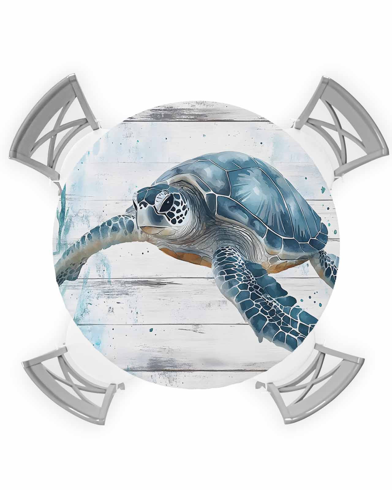 nqOlkjepod Sea Turtle Teal Green Round Tablecloth, Fitted Table Cover ...