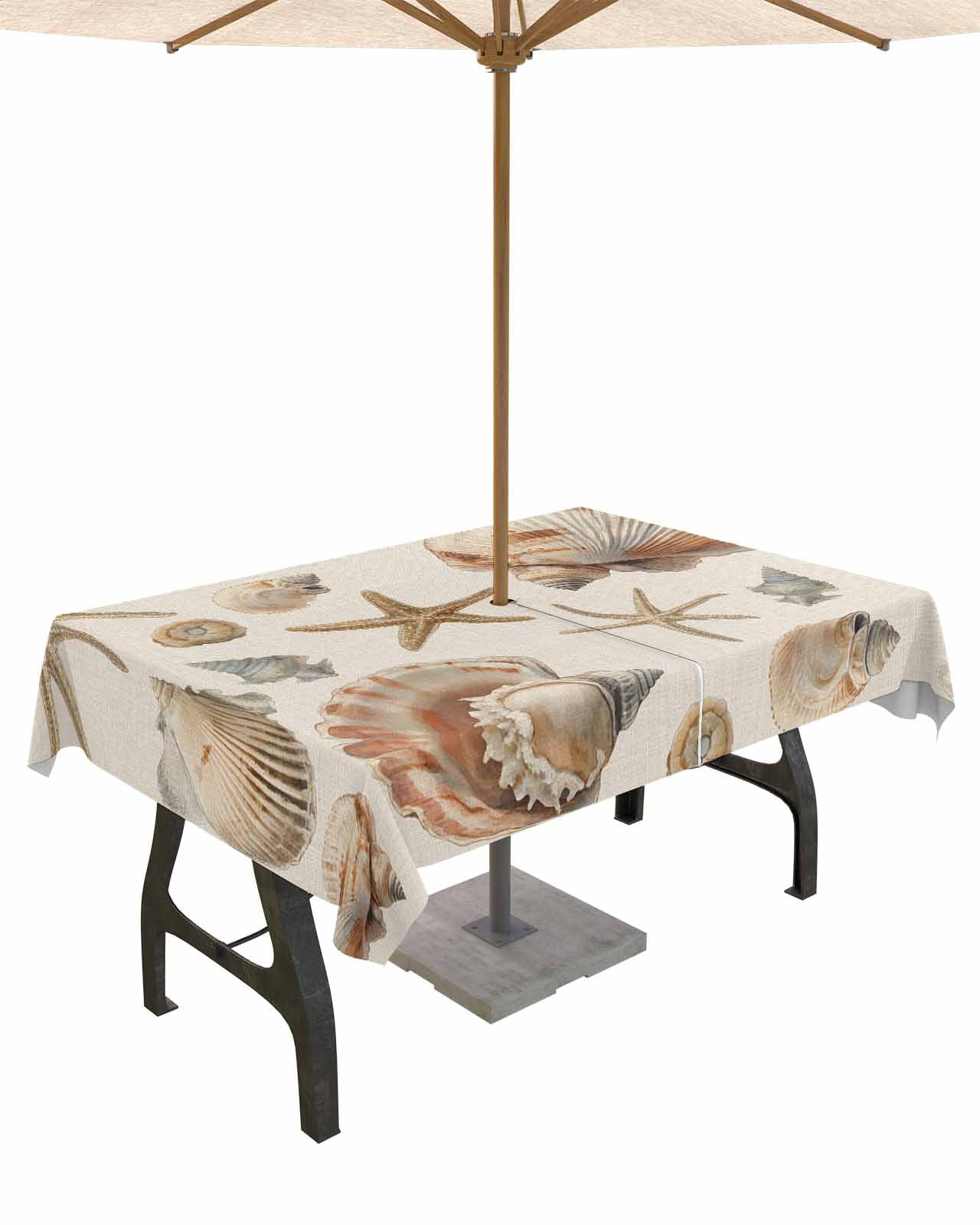 nqOlkjepod Seashell Coastal Outdoor Tablecloth with Umbrella Hole ...