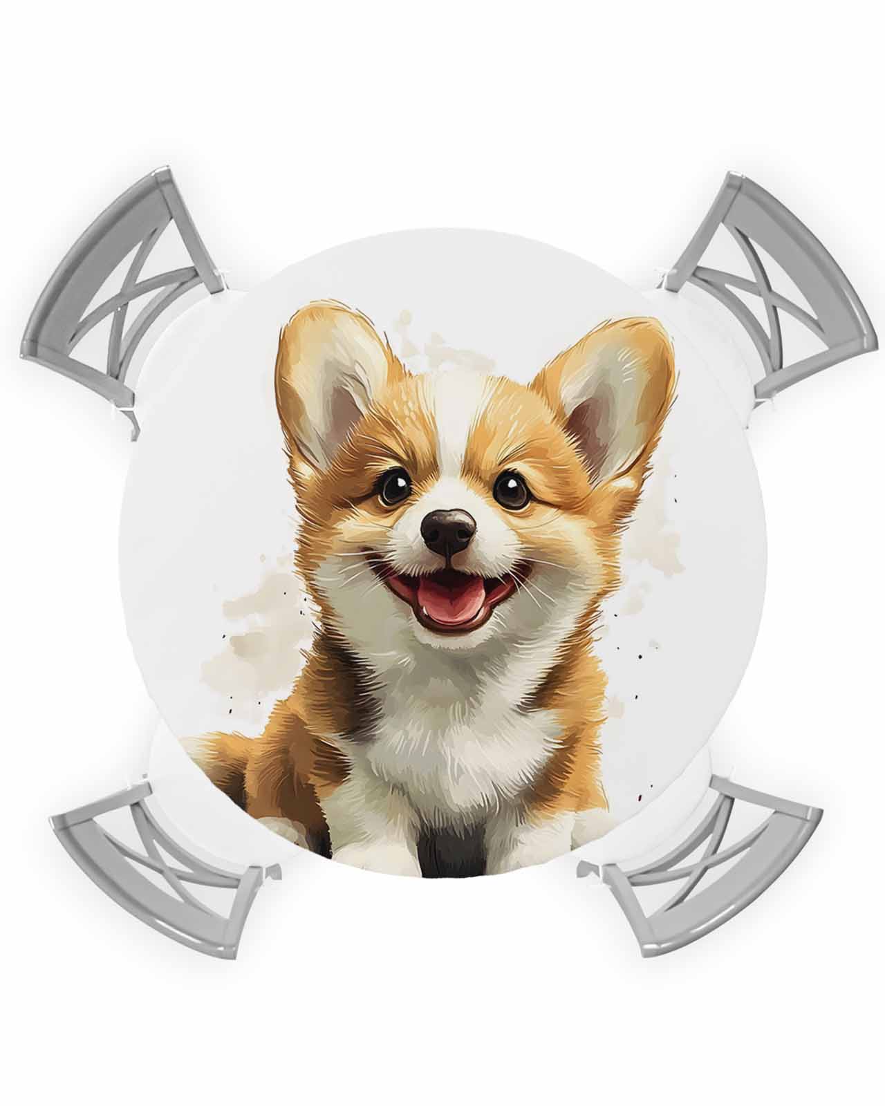 nqOlkjepod Sitting Puppy Cartoon Round Tablecloth, Fitted Table Cover ...