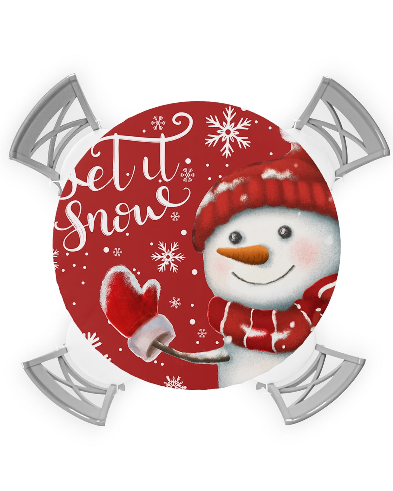 nqOlkjepod Snowman, Round Tablecloth, Fitted Table Cover with Elastic ...