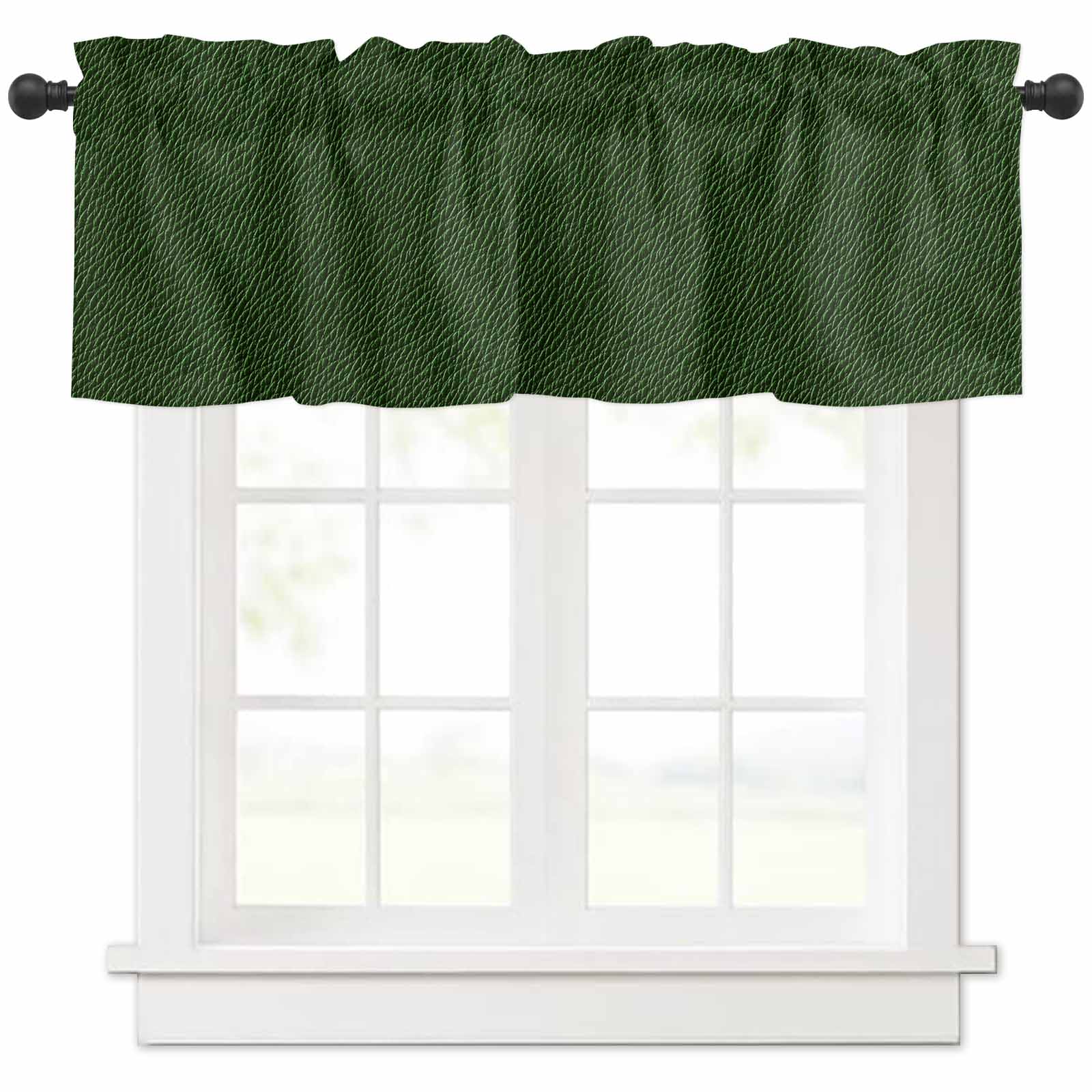 nqOlkjepod Solid Dark Green Farmhouse Short Window Curtain Valances ...