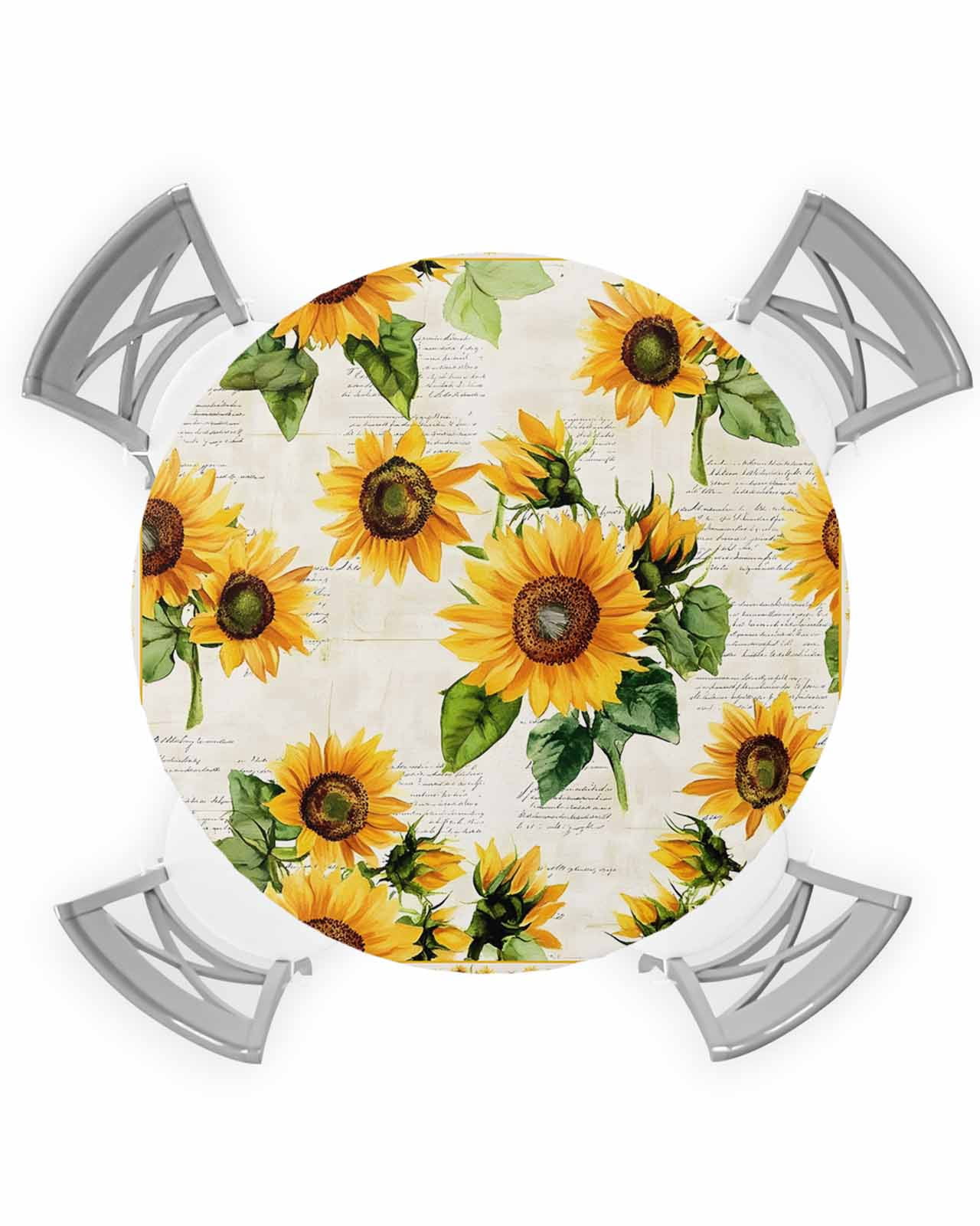 nqOlkjepod South West Sunflowers Round Tablecloth, Fitted Table Cover ...