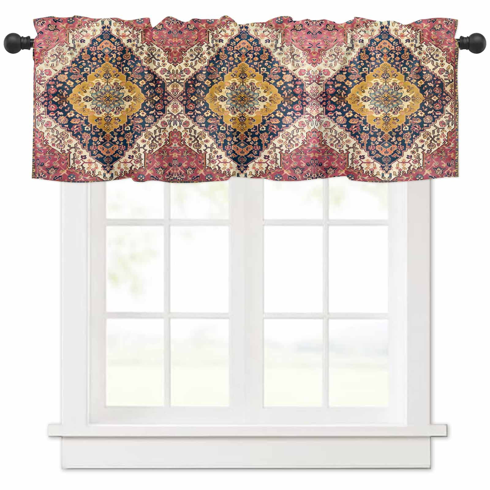 nqOlkjepod Southwest Aztec Farmhouse Short Window Curtain Valances ...