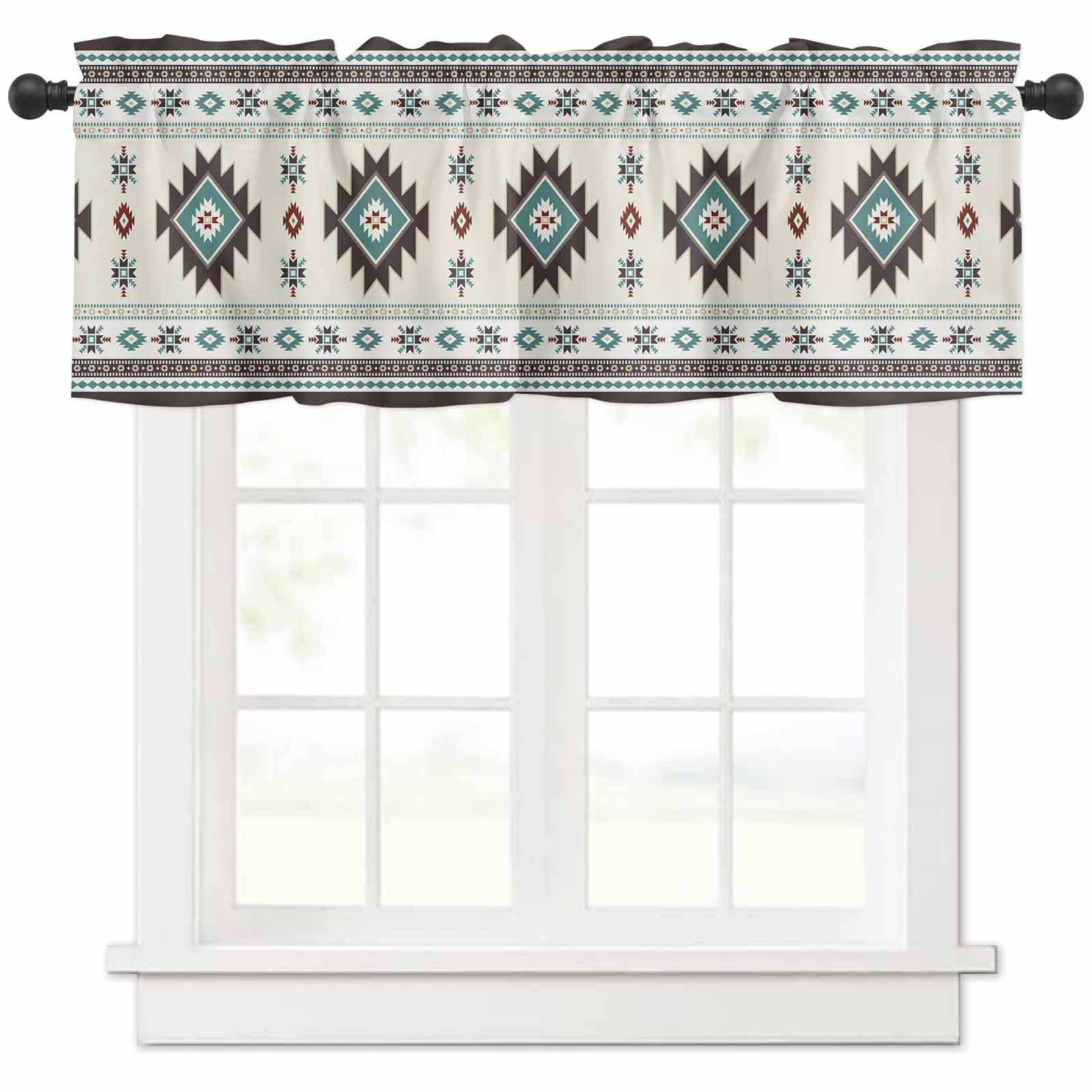 nqOlkjepod Southwest Ethnic Farmhouse Short Window Curtain Valances ...