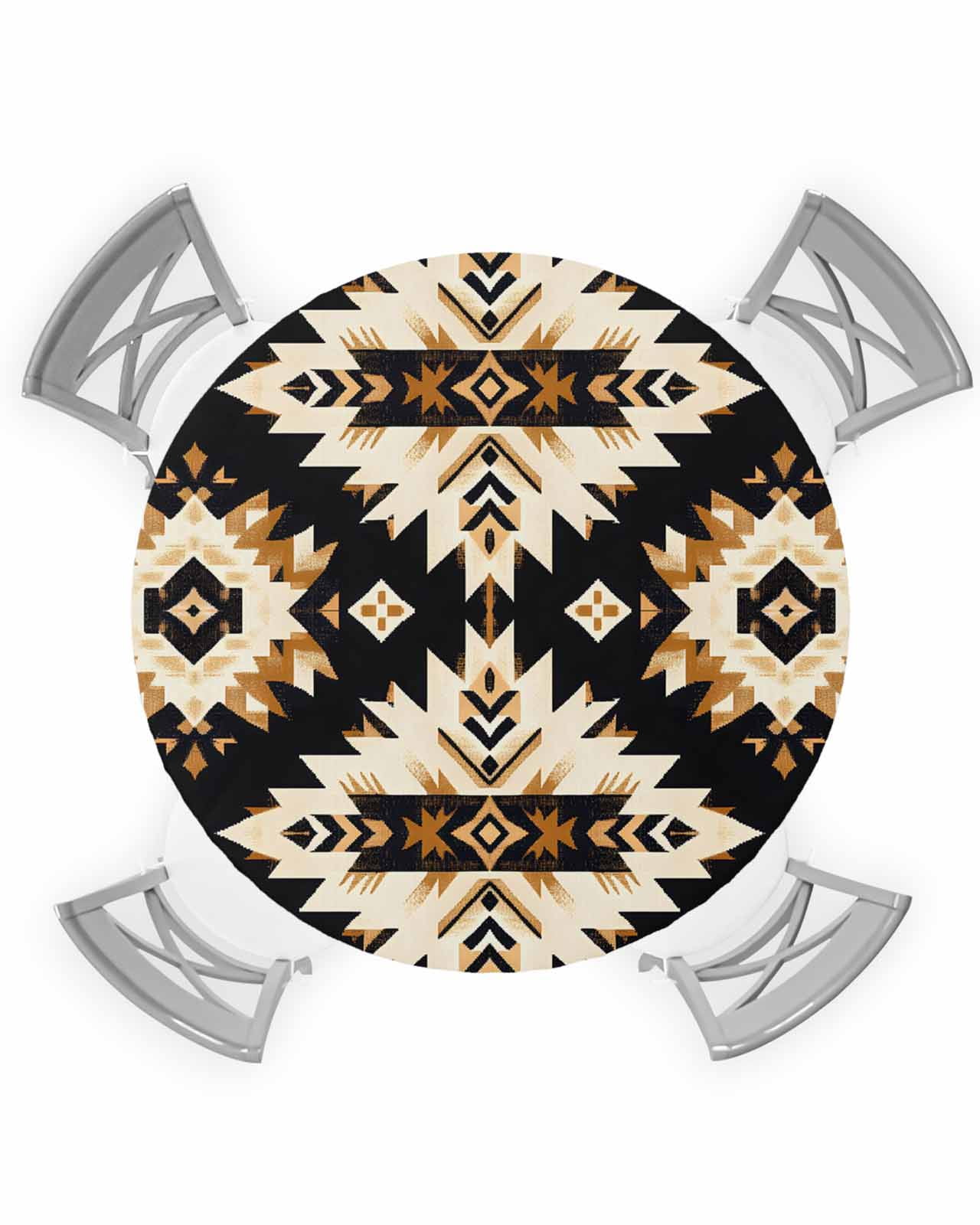 nqOlkjepod Southwestern Aztec Round Tablecloth, Fitted Table Cover with ...