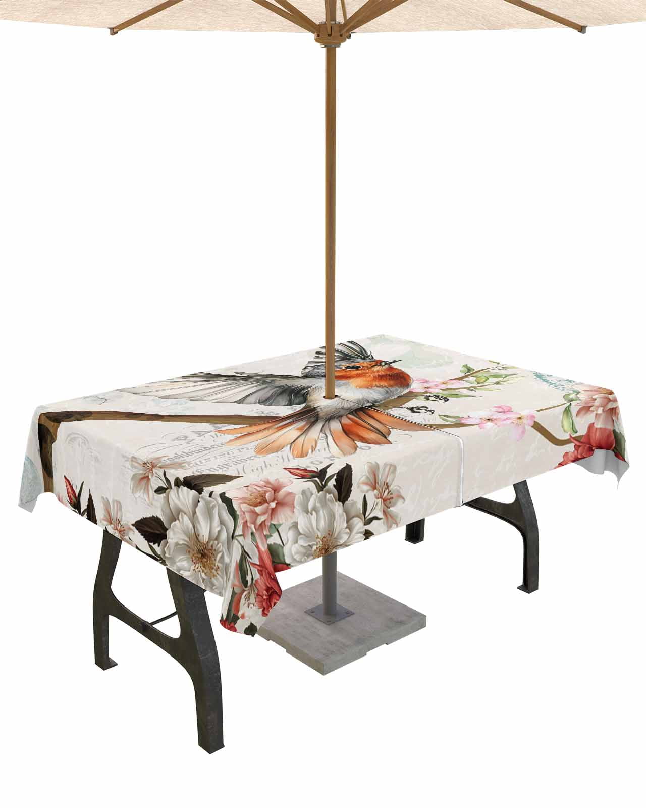 nqOlkjepod Spring Bird Outdoor Tablecloth with Umbrella Hole & Zipper ...