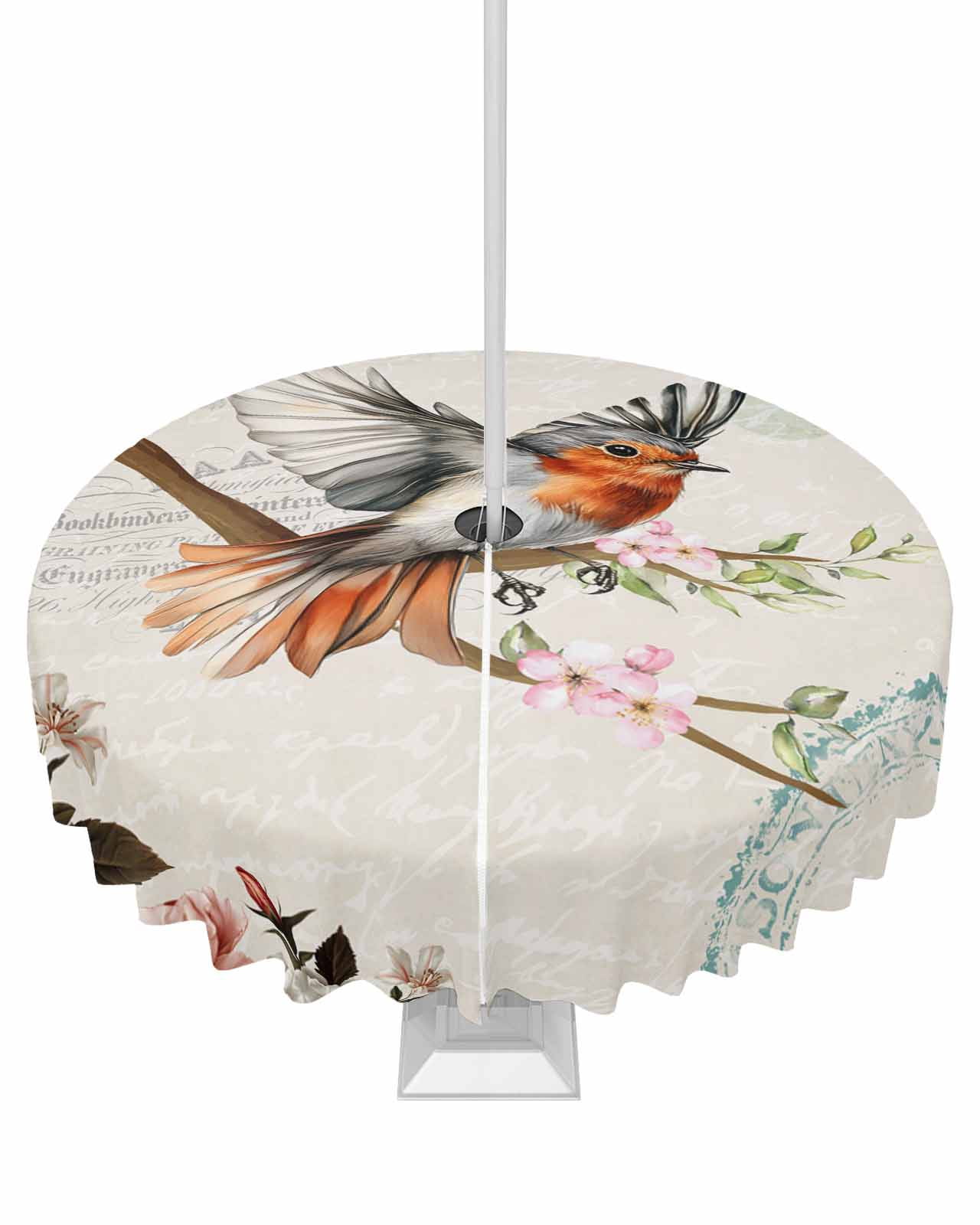 nqOlkjepod Spring Bird Outdoor Tablecloth with Umbrella Hole & Zipper ...