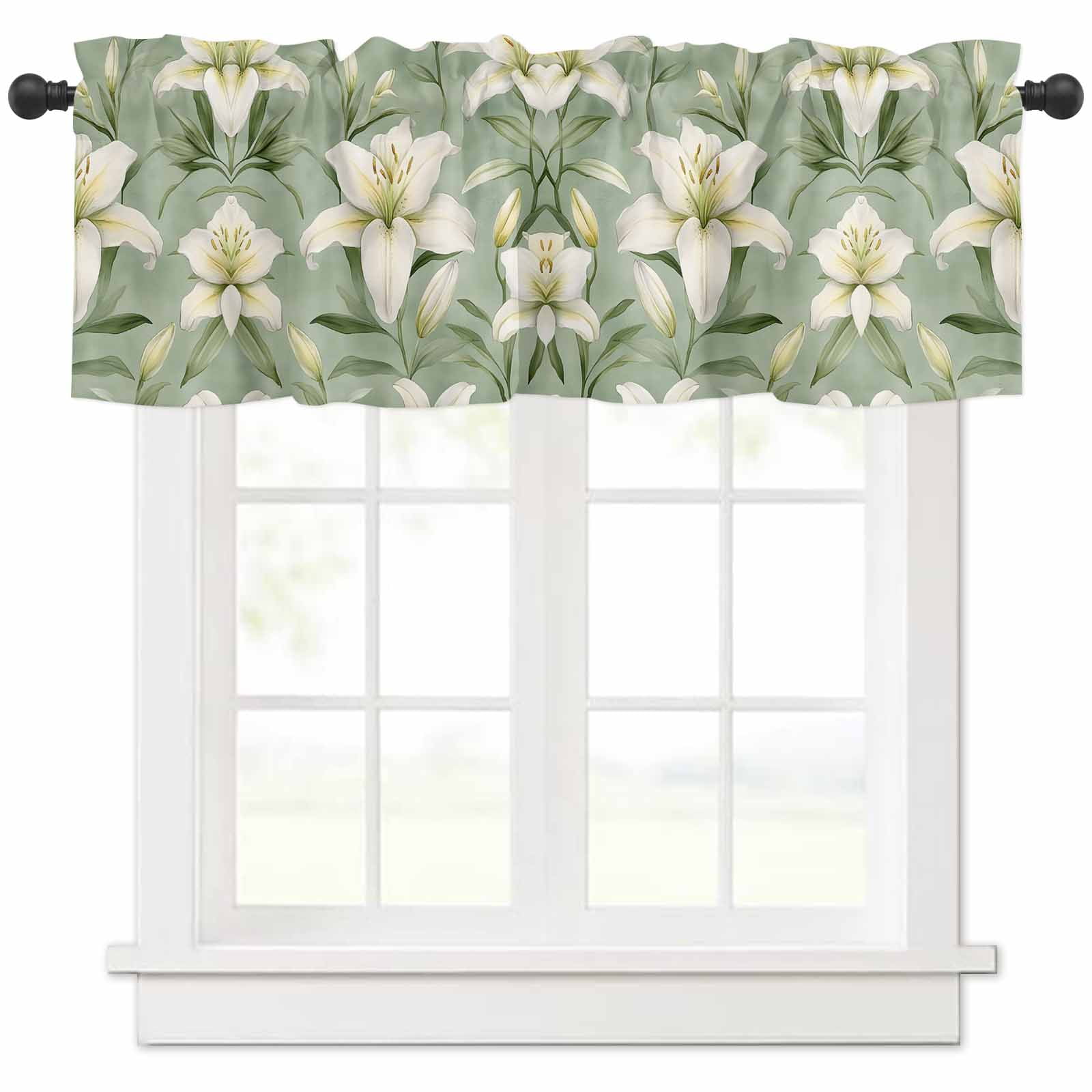 nqOlkjepod Spring Blooms Floral Farmhouse Short Window Curtain Valances ...