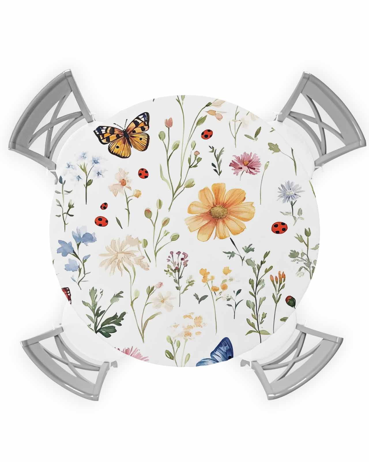 nqOlkjepod Spring Blossom Floral Round Tablecloth, Fitted Table Cover ...