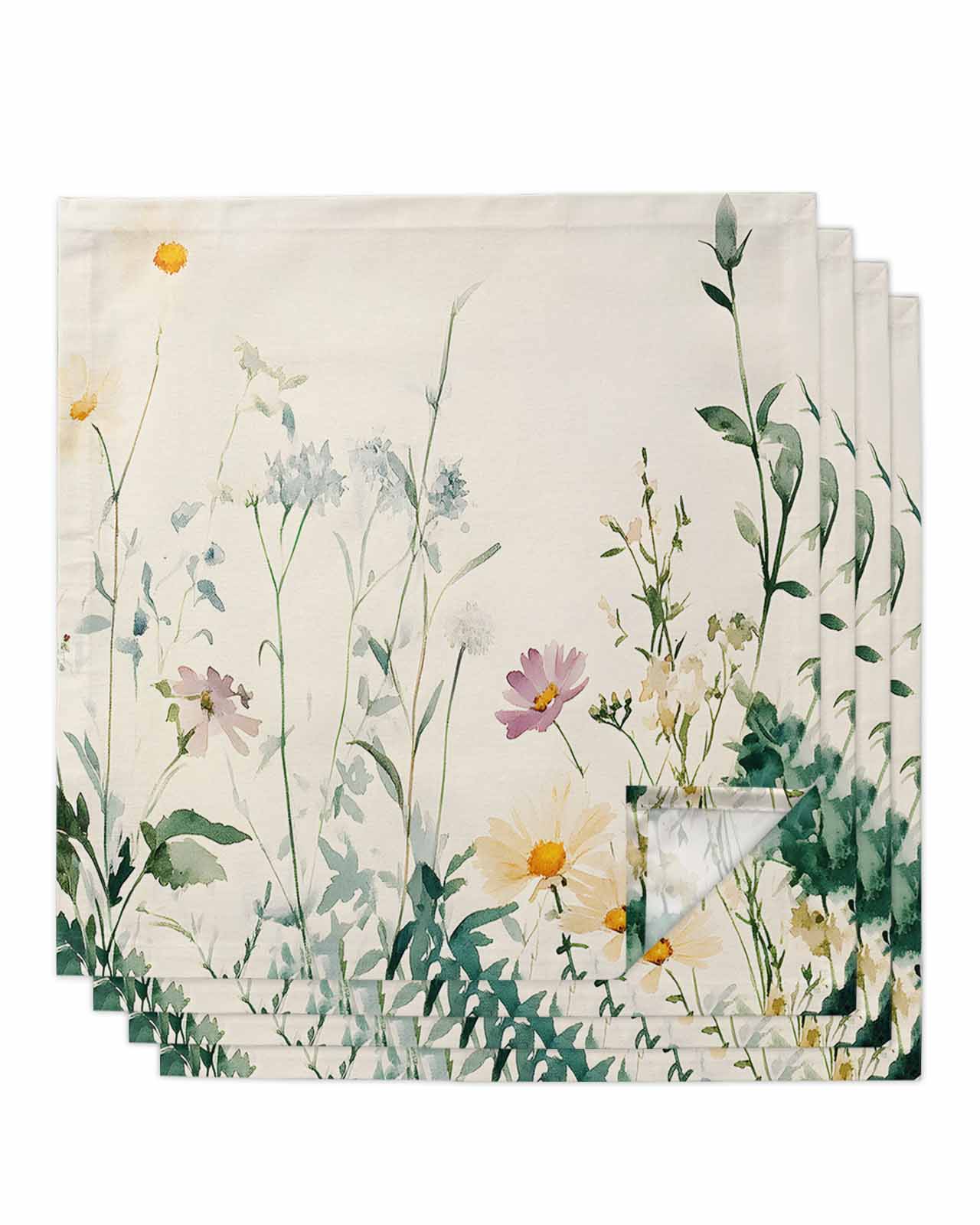 nqOlkjepod Spring Botanical Daisy Cloth Napkins Set of 4 Reusable ...
