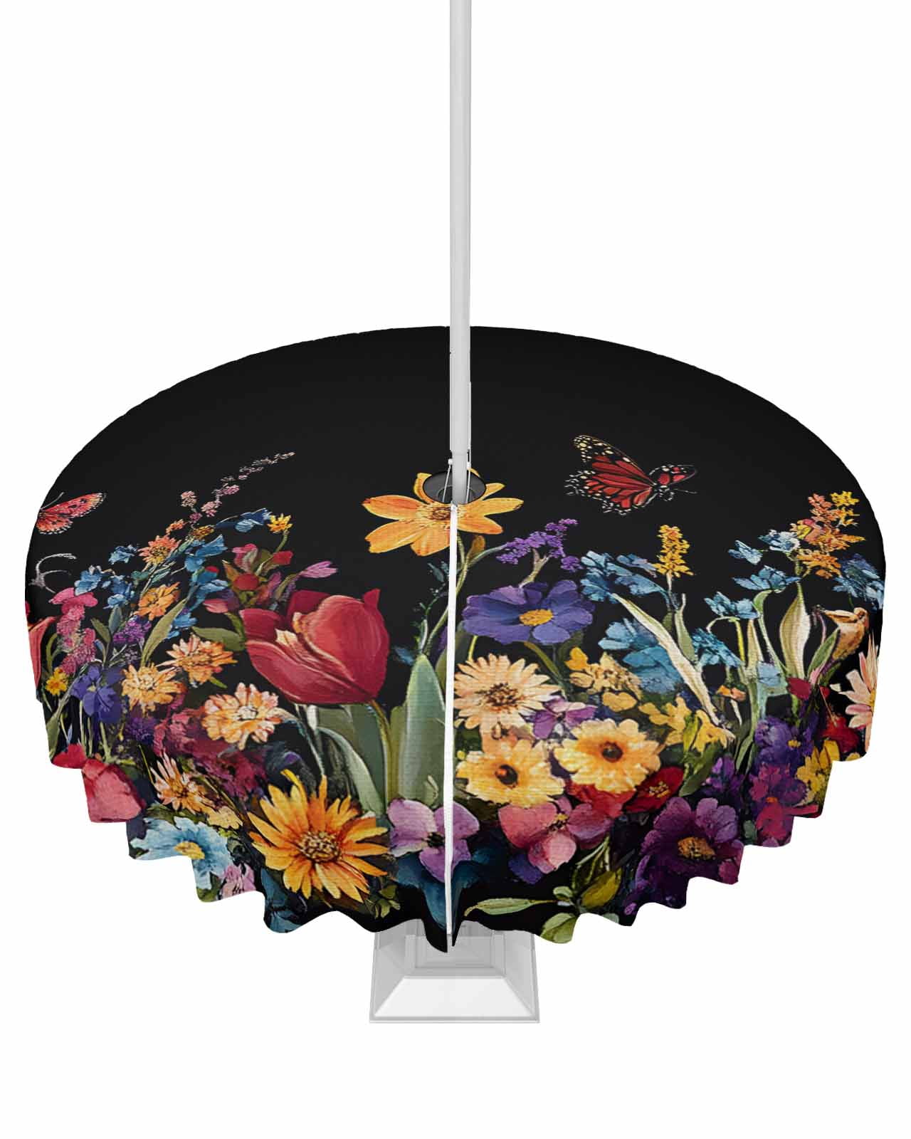 nqOlkjepod Spring Colorful Floral Outdoor Tablecloth with Umbrella Hole ...