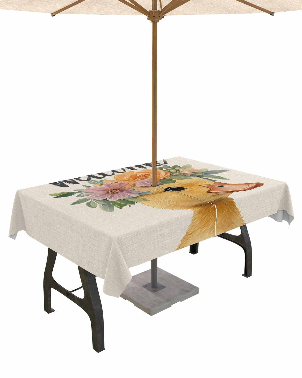 nqOlkjepod Spring Duck Outdoor Tablecloth with Umbrella Hole & Zipper ...