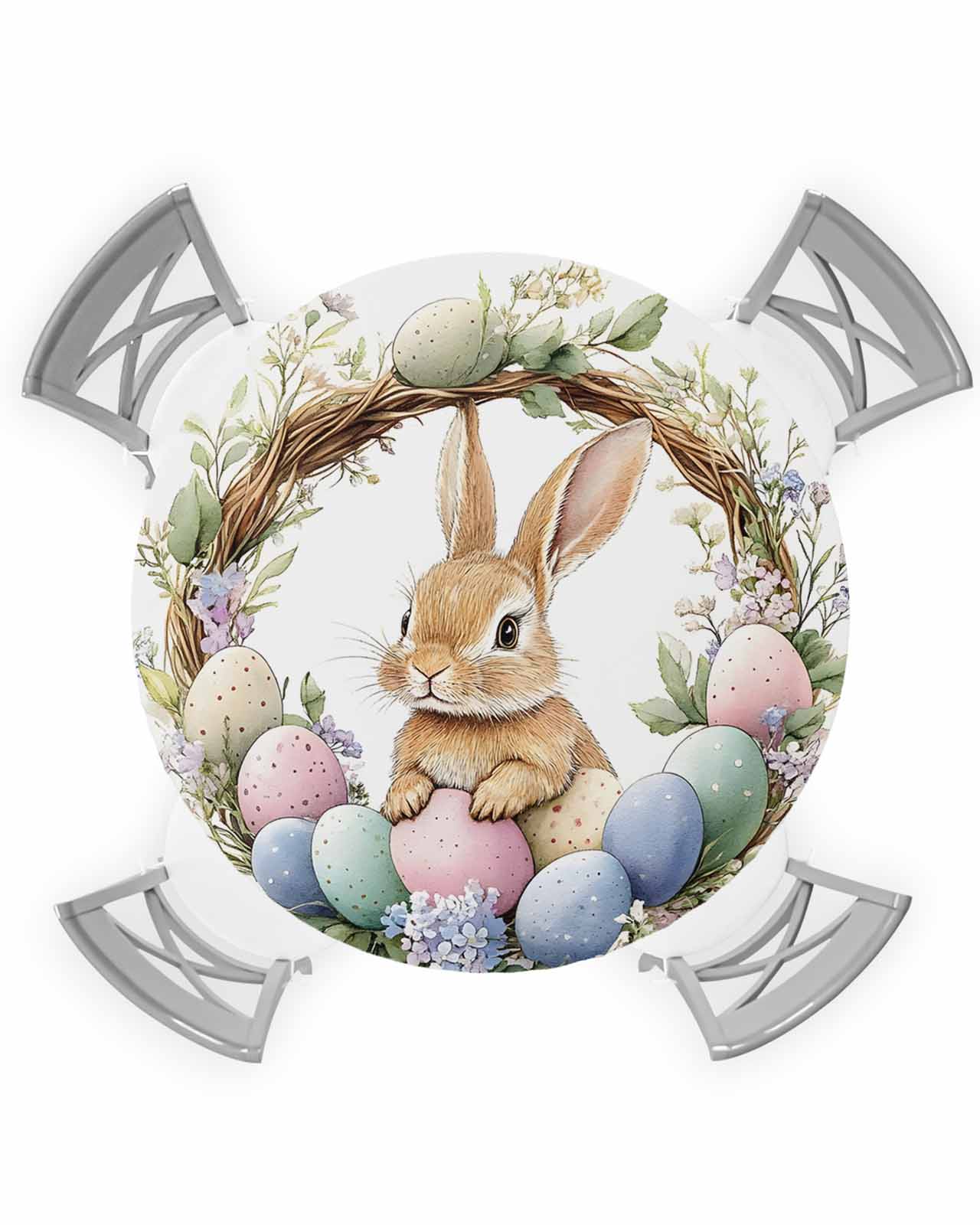 nqOlkjepod Spring Easter Bunny Round Tablecloth, Fitted Table Cover ...