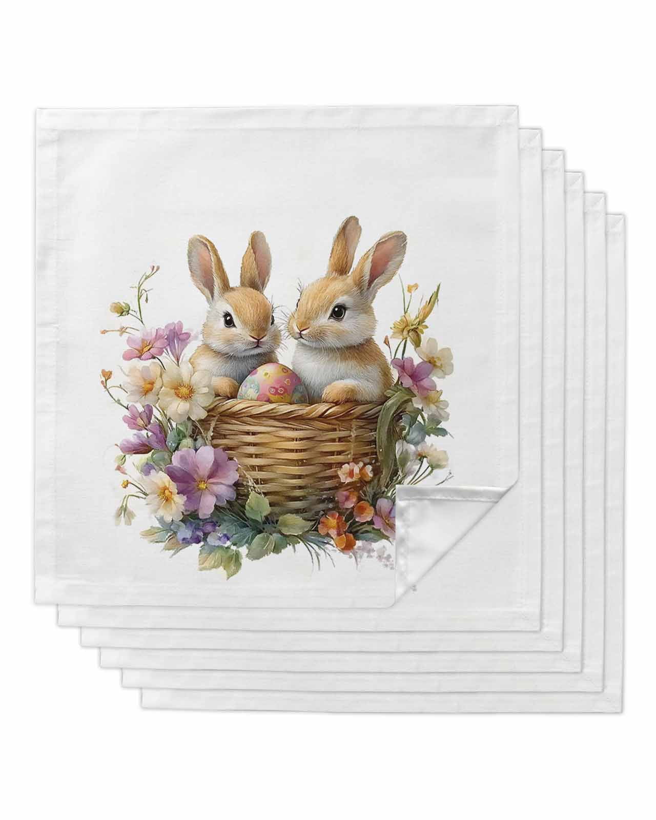 nqOlkjepod Spring Easter Cloth Napkins Set of 6 Reusable Dinner Napkins ...