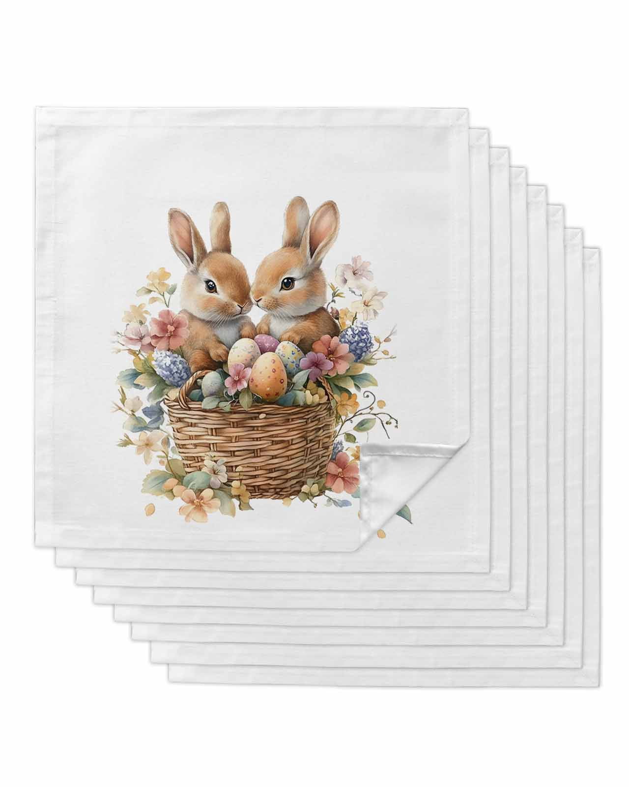 nqOlkjepod Spring Easter Cloth Napkins Set of 8 Reusable Dinner Napkins ...