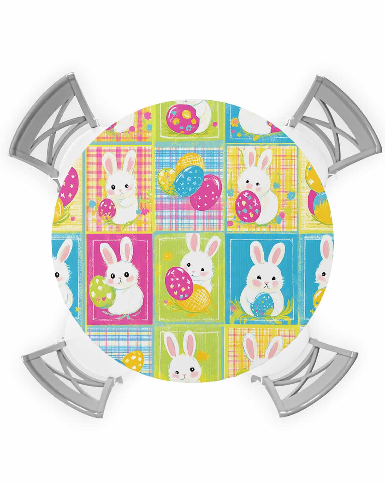 nqOlkjepod Spring Easter Round Tablecloth, Fitted Table Cover with ...