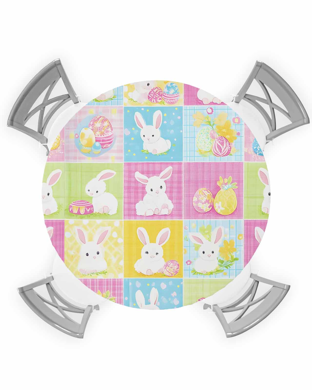 nqOlkjepod Spring Easter Round Tablecloth, Fitted Table Cover with ...