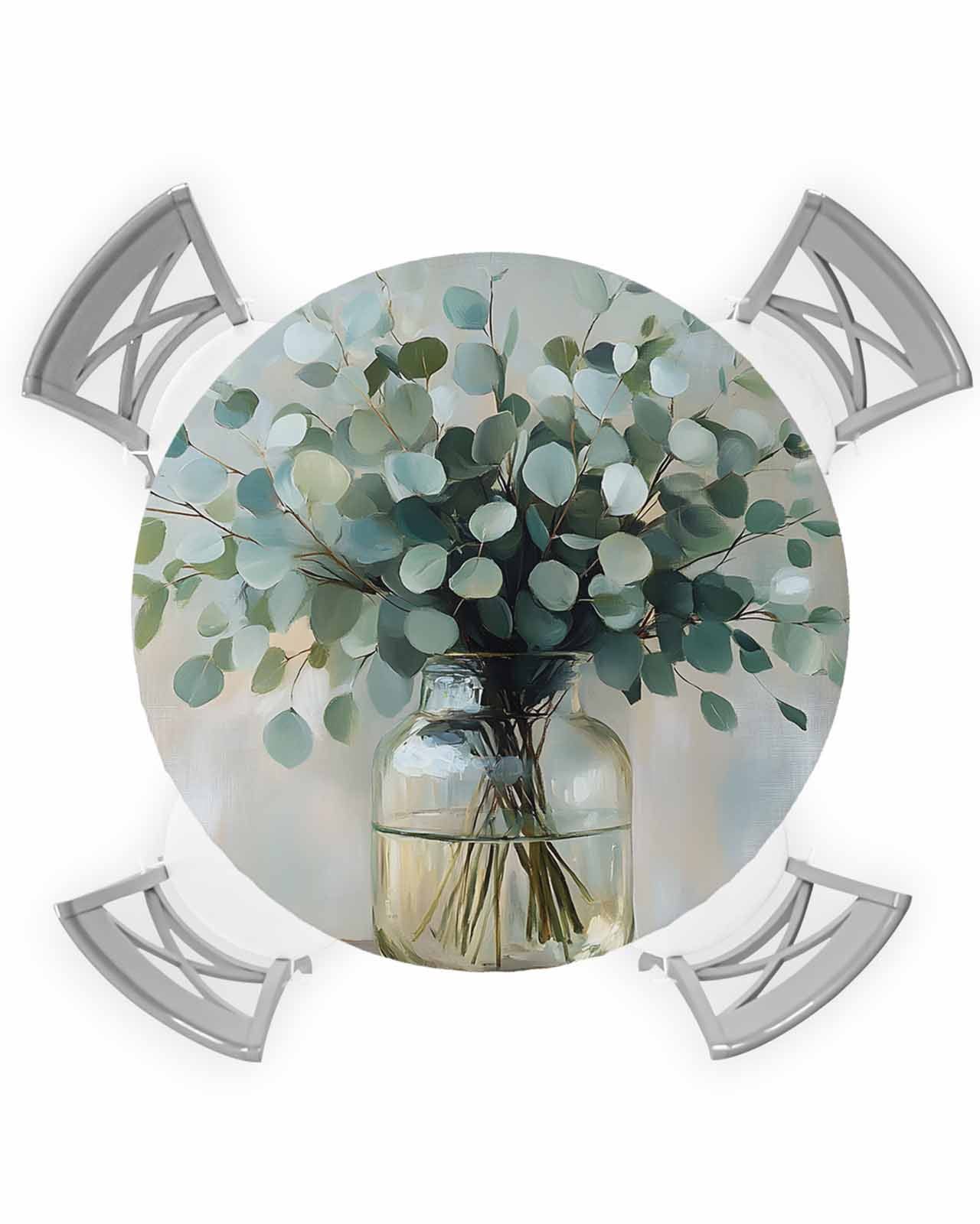 nqOlkjepod Spring Eucalyptus Round Tablecloth, Fitted Table Cover with ...