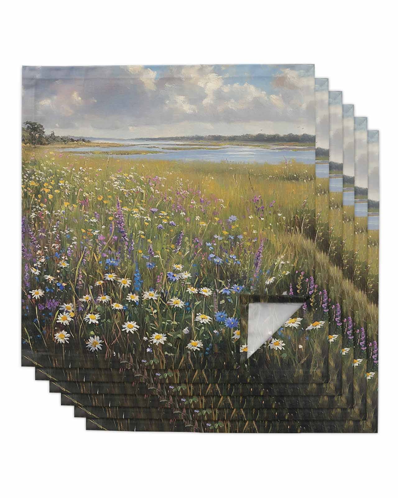 nqOlkjepod Spring Floral Cloth Napkins Set of 6 Reusable Dinner Napkins ...