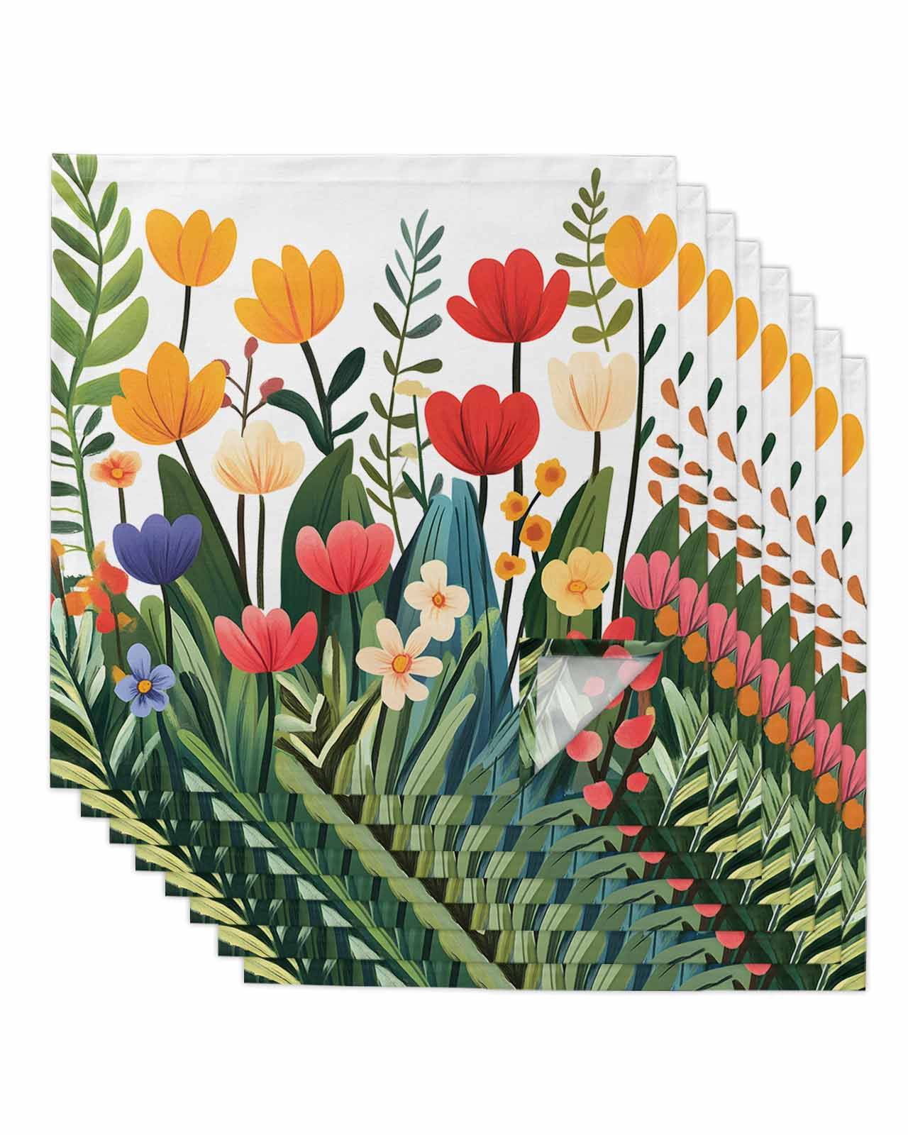 nqOlkjepod Spring Floral Cloth Napkins Set of 8 Reusable Dinner Napkins ...