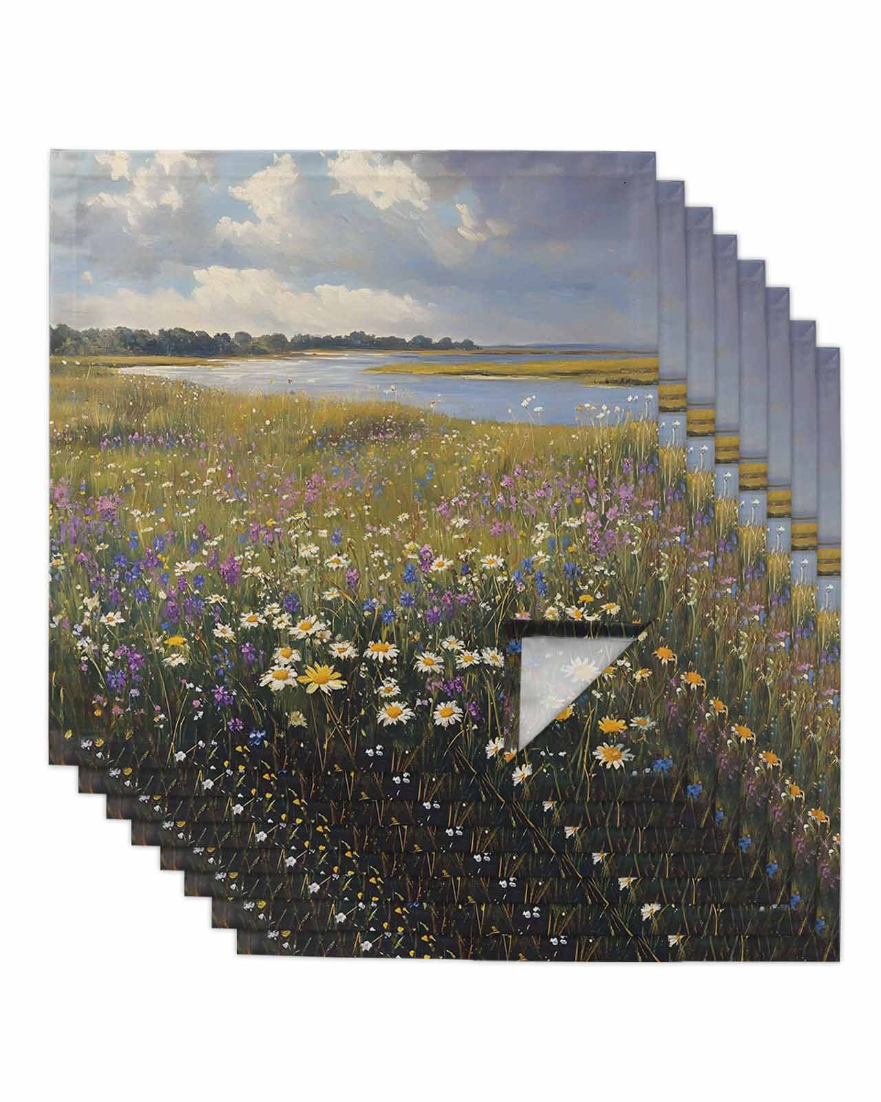 nqOlkjepod Spring Floral Cloth Napkins Set of 8 Reusable Dinner Napkins ...