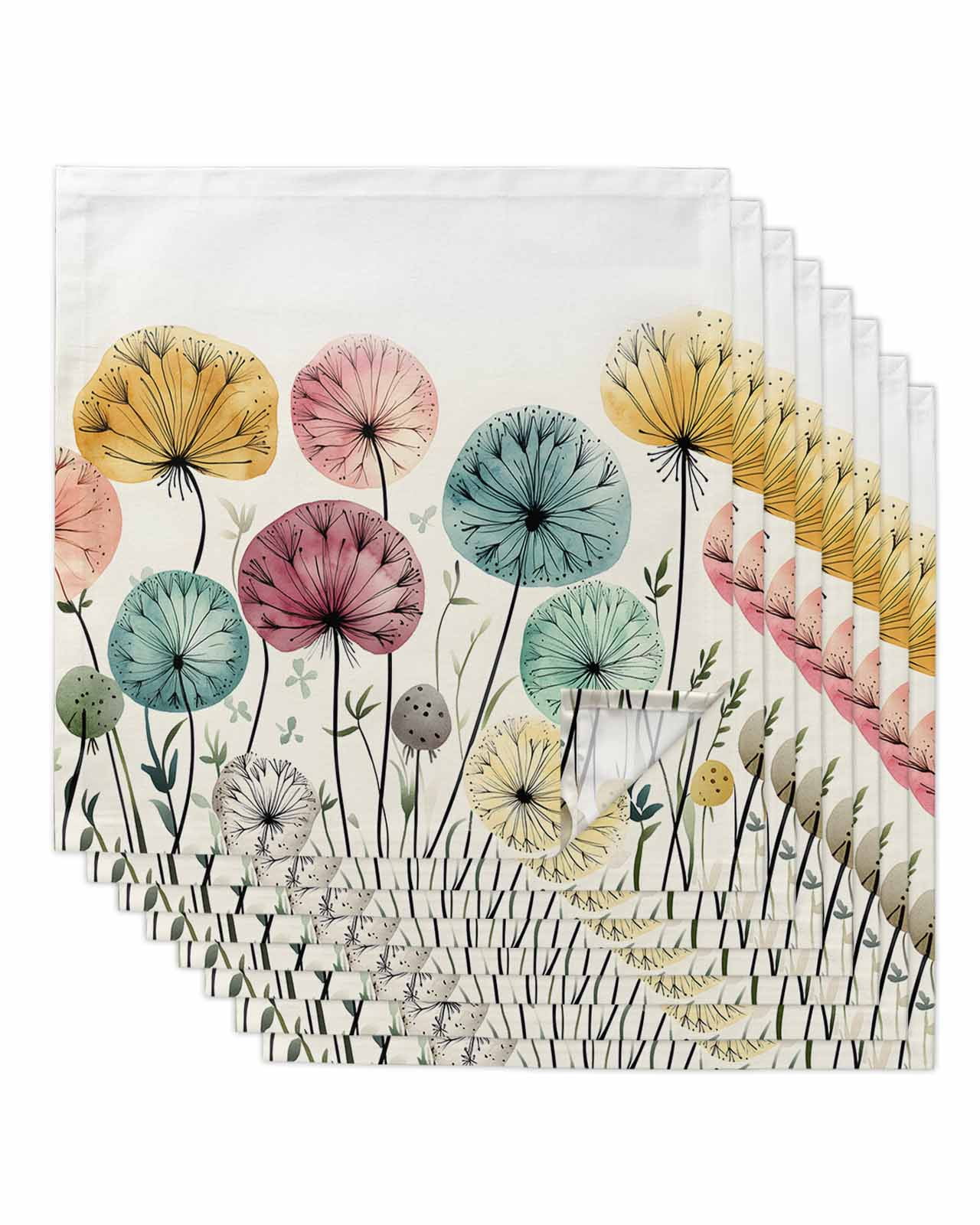 nqOlkjepod Spring Floral Cloth Napkins Set of 8 Reusable Dinner Napkins ...