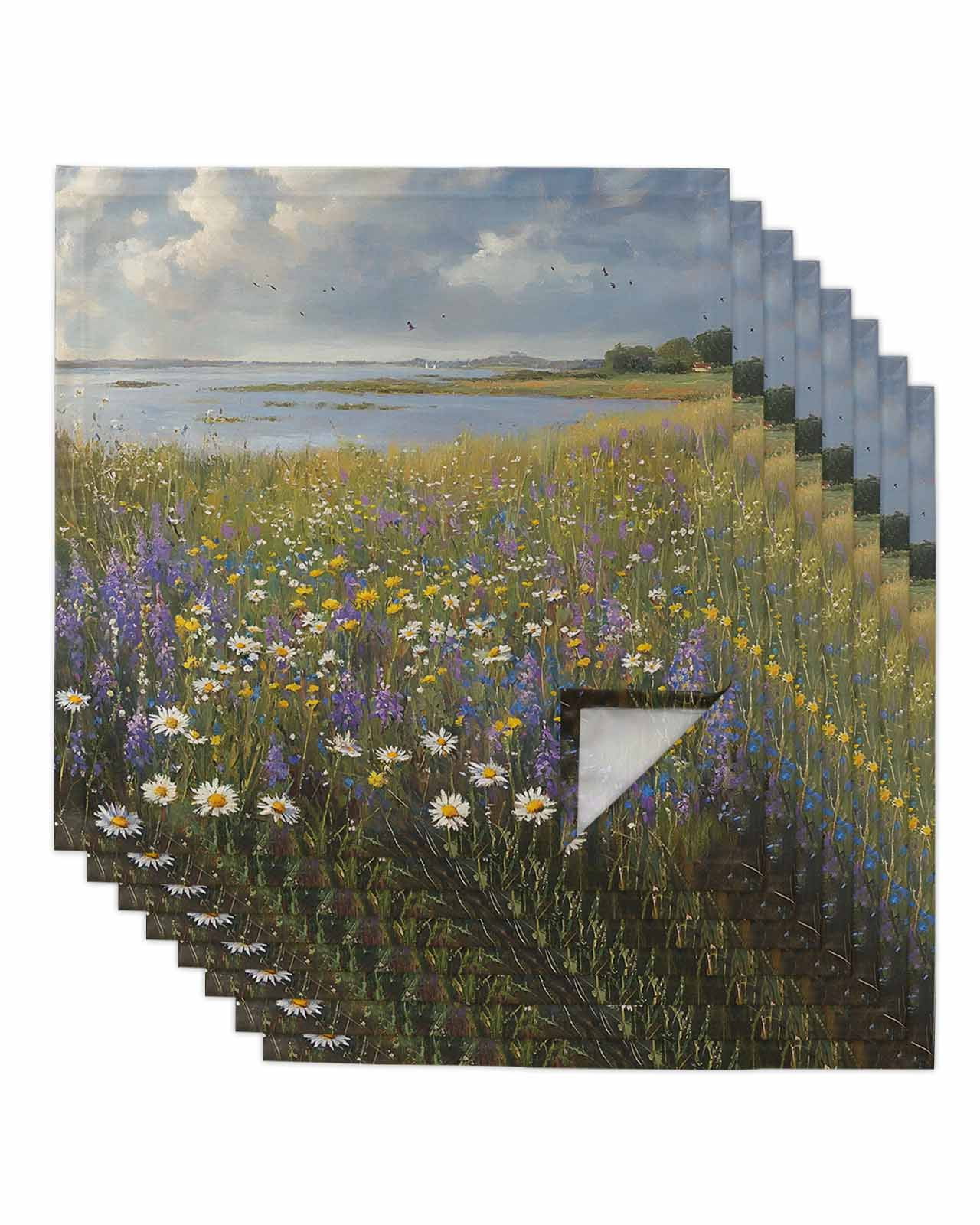 nqOlkjepod Spring Floral Cloth Napkins Set of 8 Reusable Dinner Napkins ...