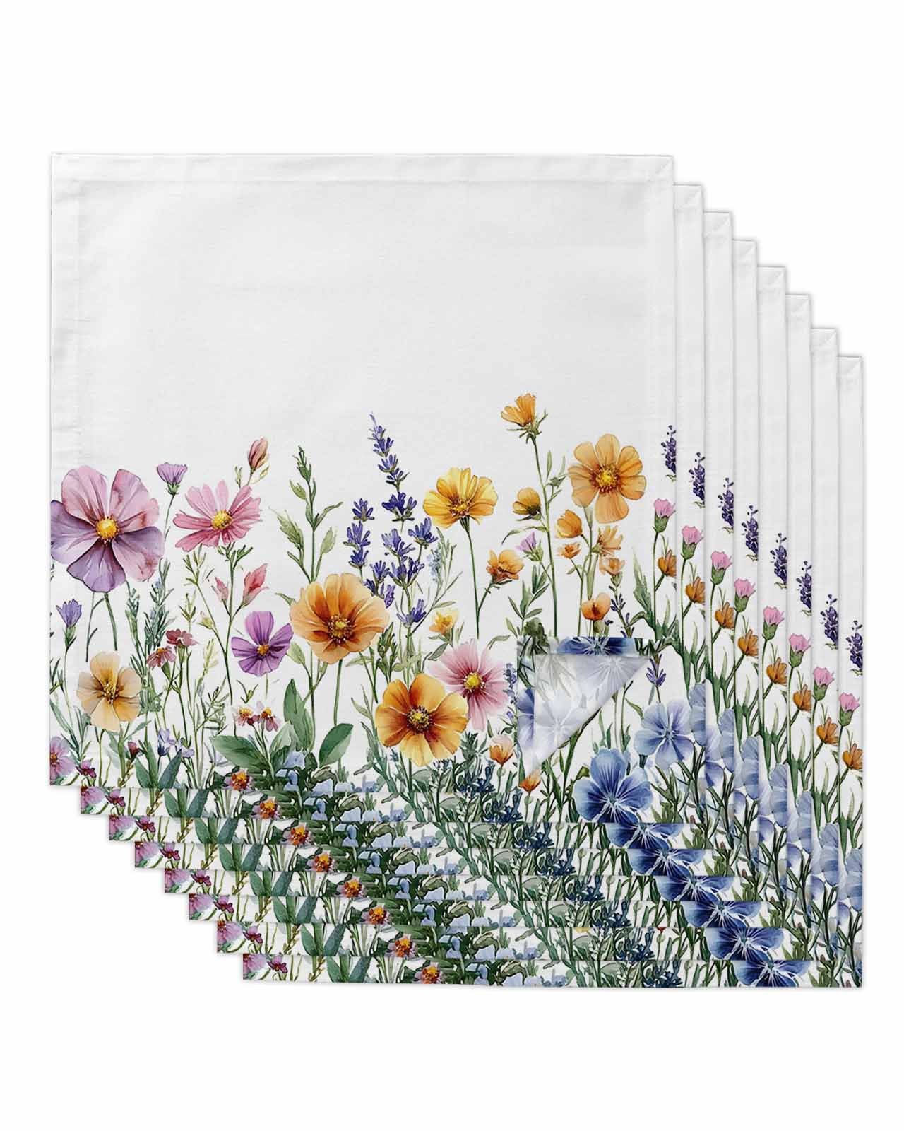 nqOlkjepod Spring Floral Cloth Napkins Set of 8 Reusable Dinner Napkins ...