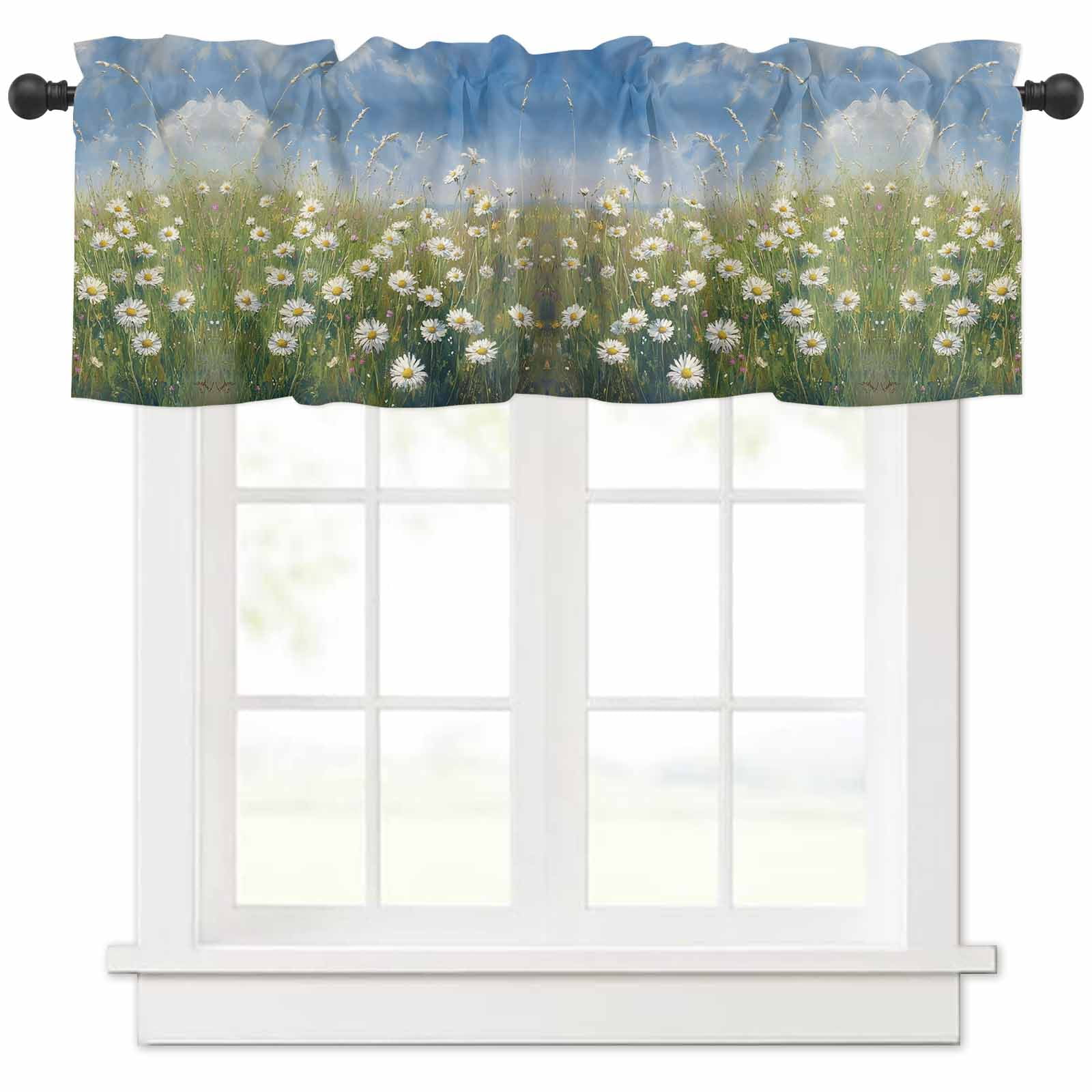 nqOlkjepod Spring Floral Farmhouse Short Window Curtain Valances, White ...