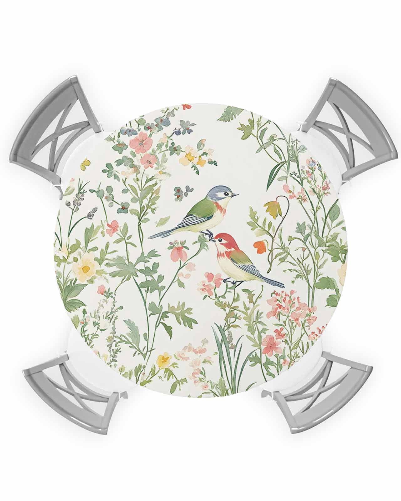 nqOlkjepod Spring Floral Round Tablecloth, Fitted Table Cover with ...