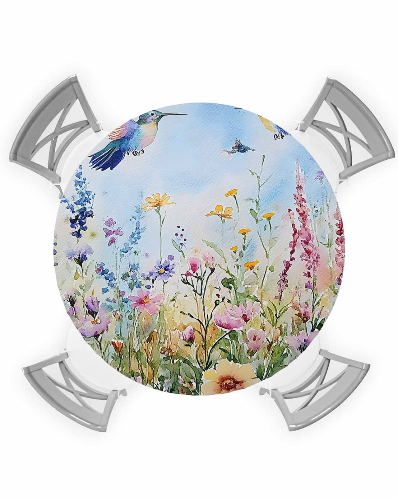 nqOlkjepod Spring Floral Round Tablecloth, Fitted Table Cover with ...