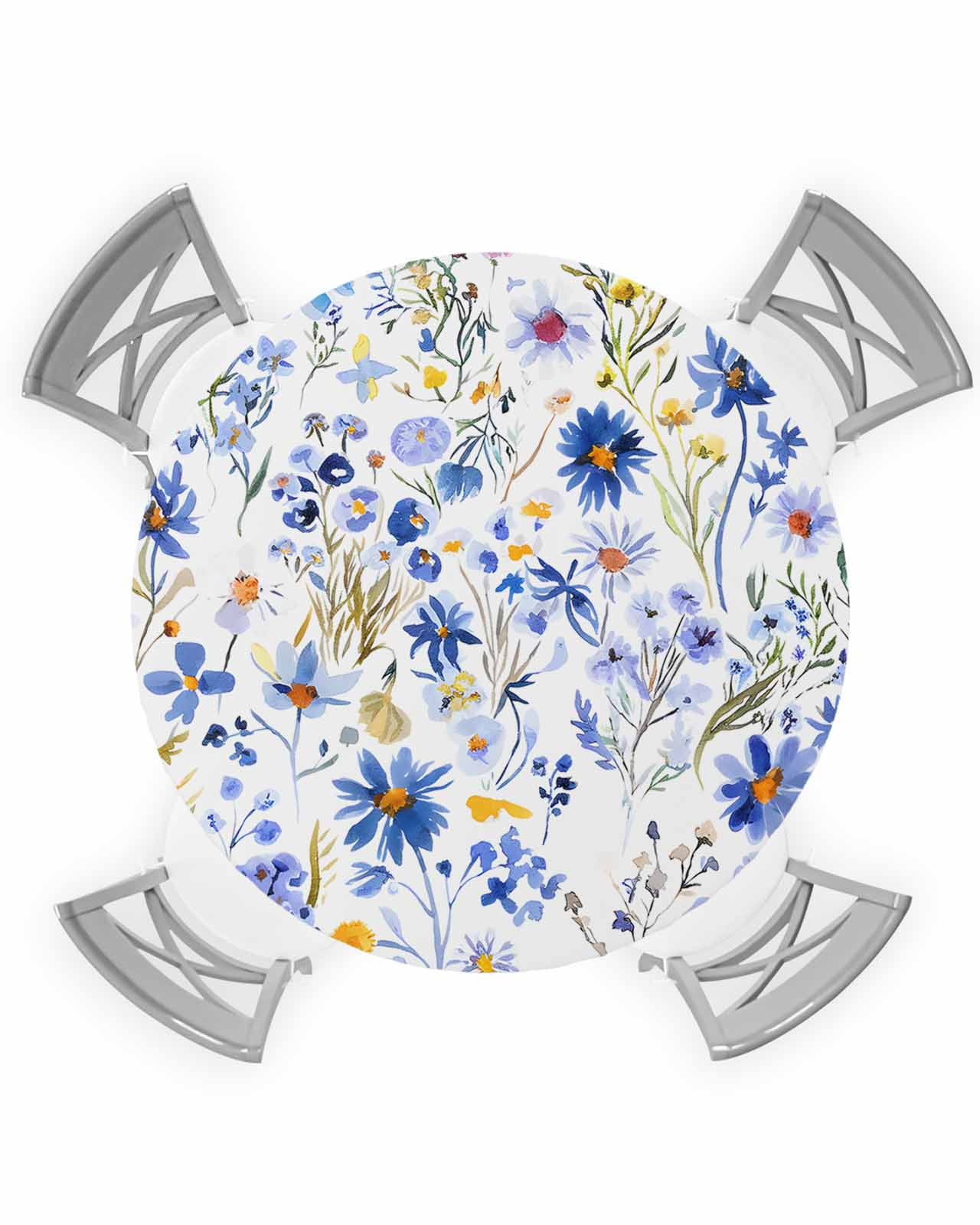 nqOlkjepod Spring Floral Round Tablecloth, Fitted Table Cover with ...