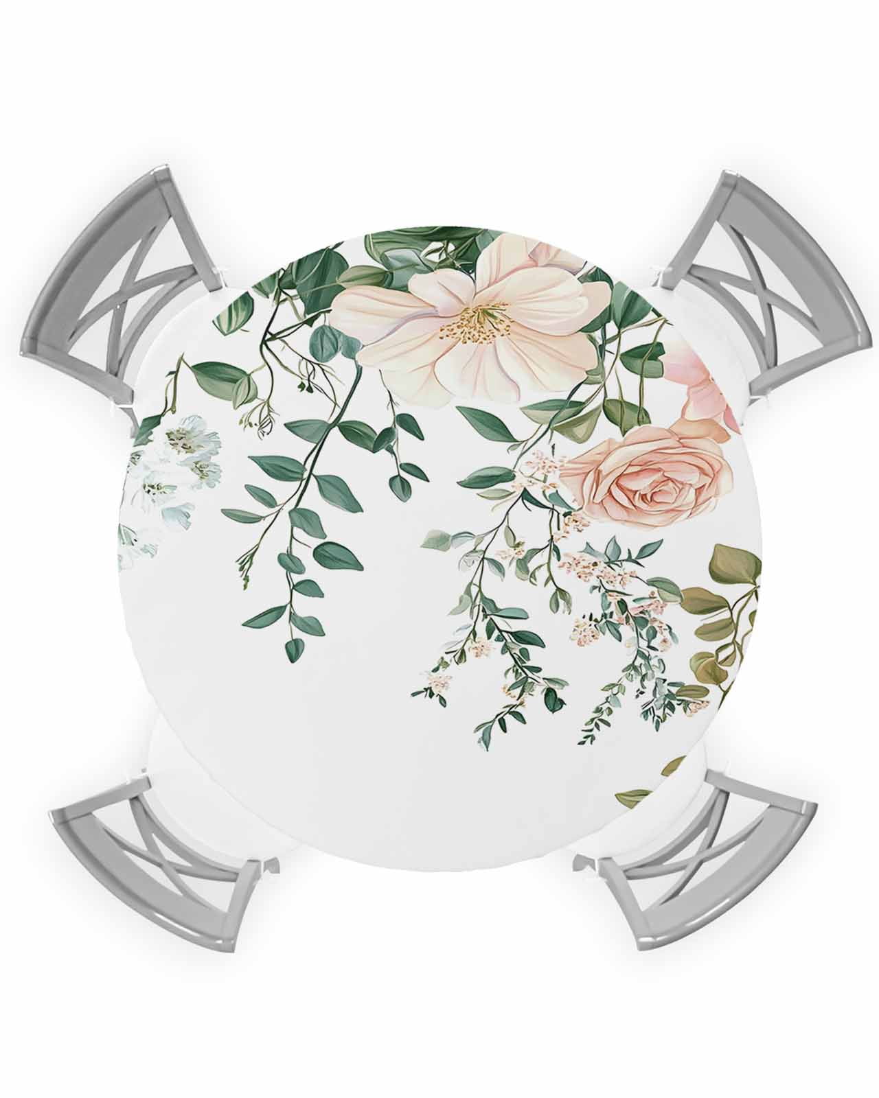 nqOlkjepod Spring Floral Round Tablecloth, Fitted Table Cover with ...